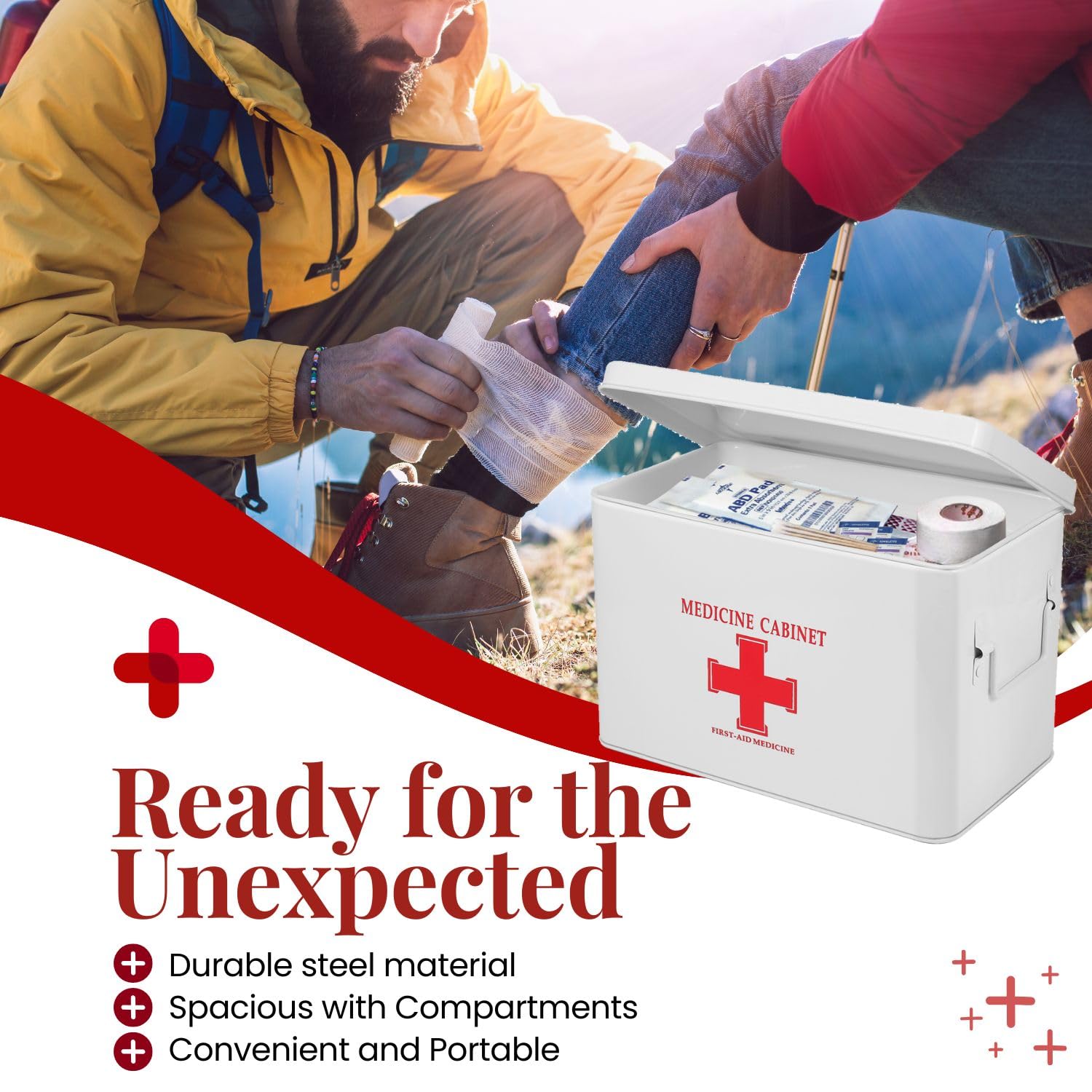 Snapklik.com : Flexzion First Aid Box Organizer Empty 13" White Vintage ...