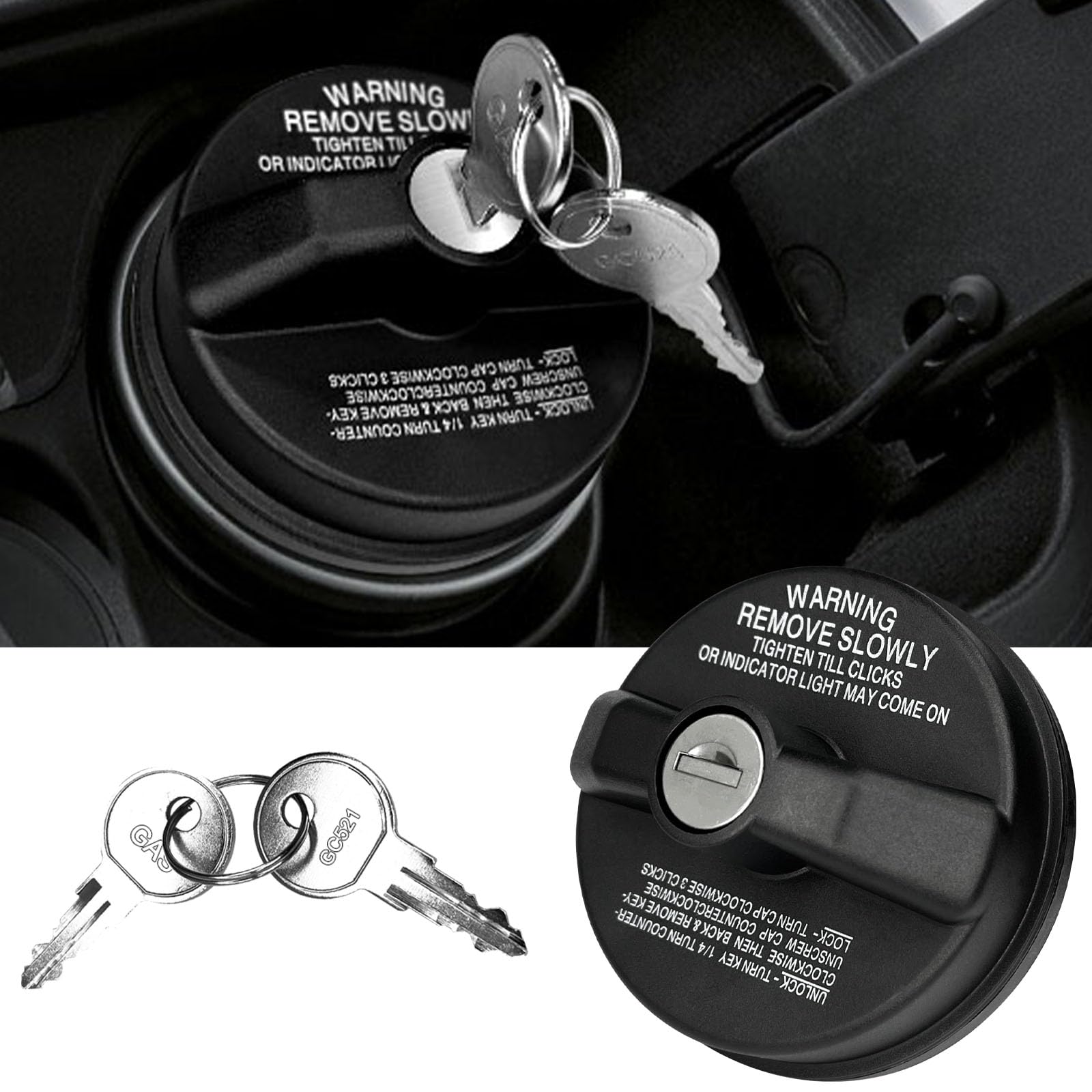 Amazon.com: PVOTAWP Locking Gas Cap, Lock Fuel Tank Cover Cap with Key ...