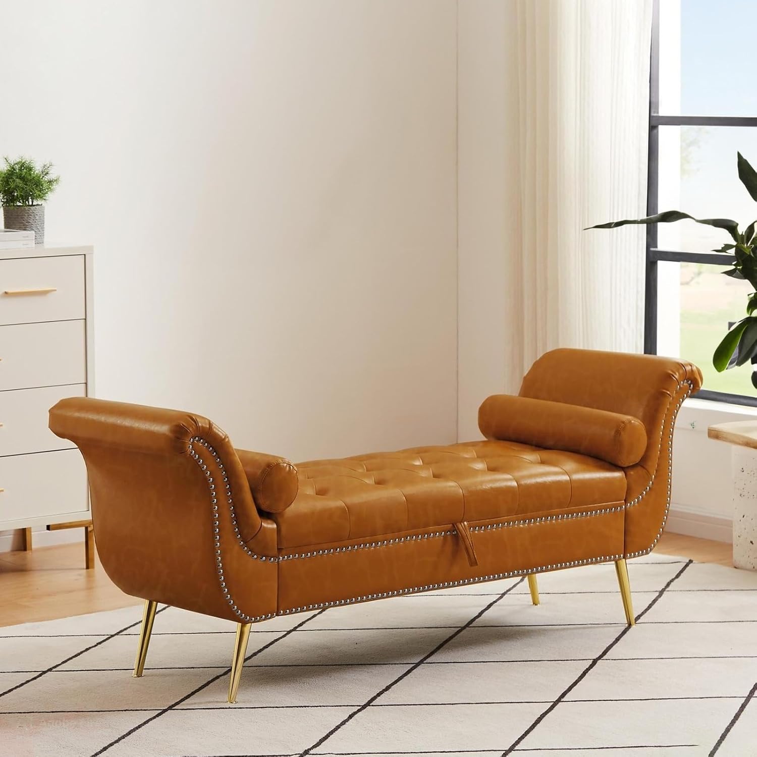 Amazon.com: Bedroom Bench End of Bed 66 Inch Benches, Storage Arms ...