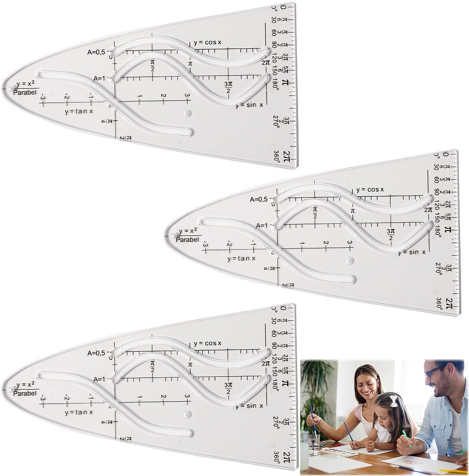Idena 602408 - Parabel-Schablone, transparent, mit Tuschenoppen ...