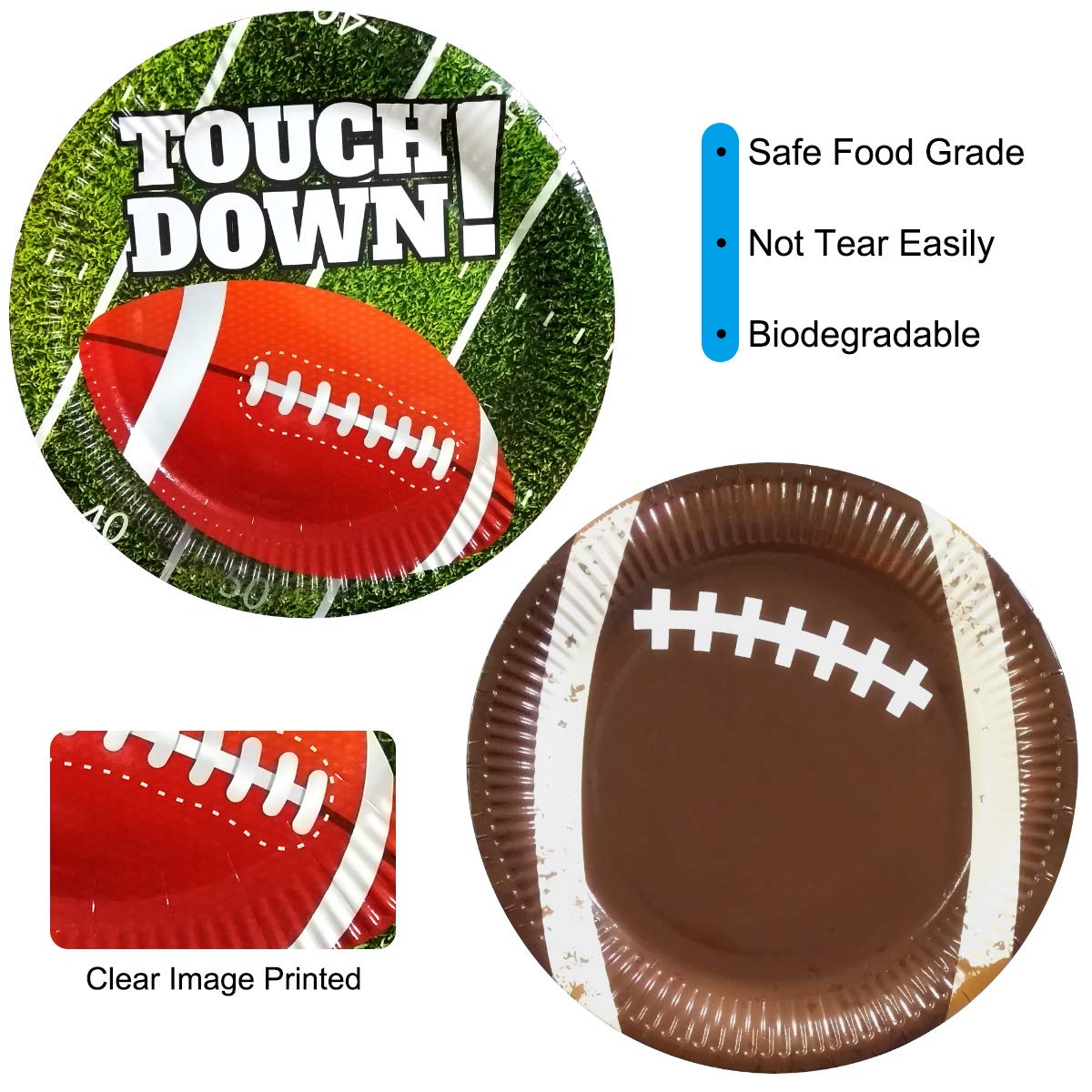 Snapklik.com : Football Plates, 24 Count Disposable Football Paper ...