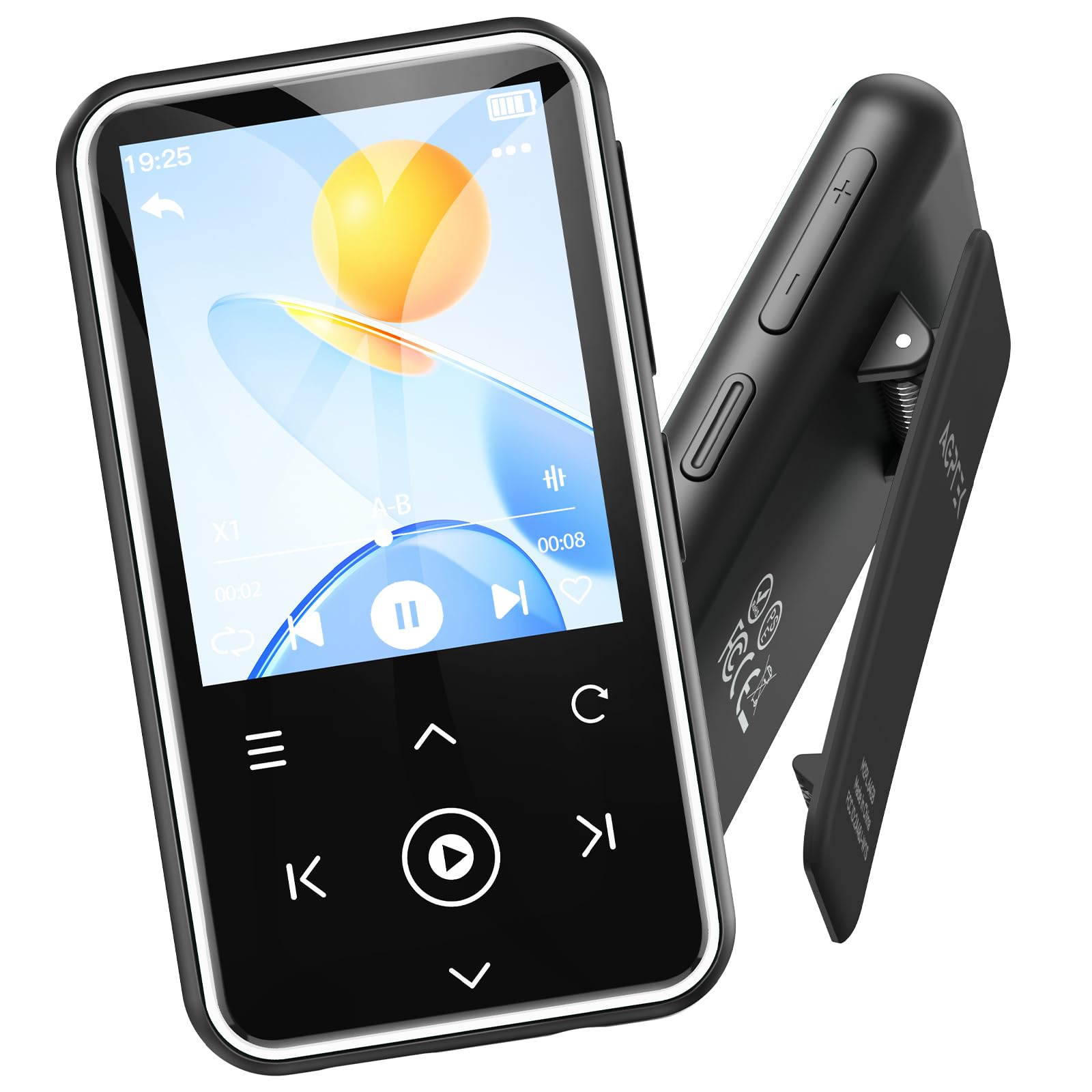 Amazon.com: AGPTEK 64GB MP3 Player with Clip, 1.8 inch Bluetooth 5.3 ...