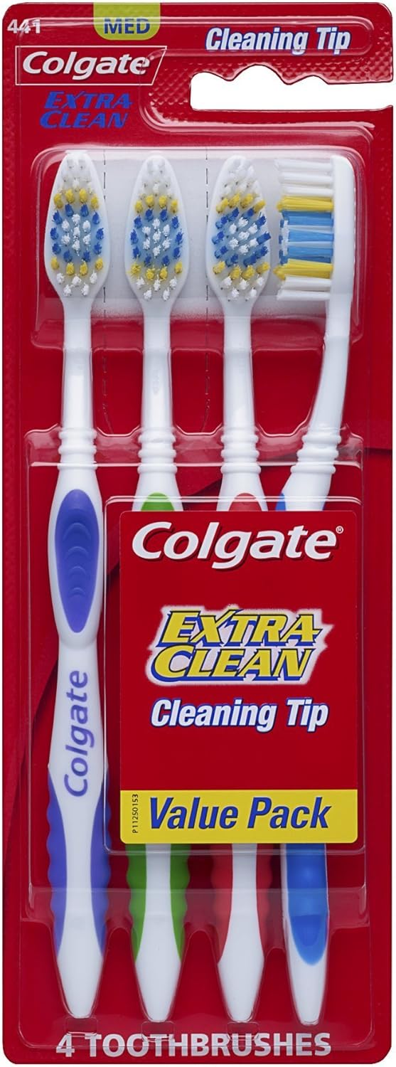 Colgate Extra Clean Full Head Toothbrush, Medium - 4 Count (Pack Of 3 ...
