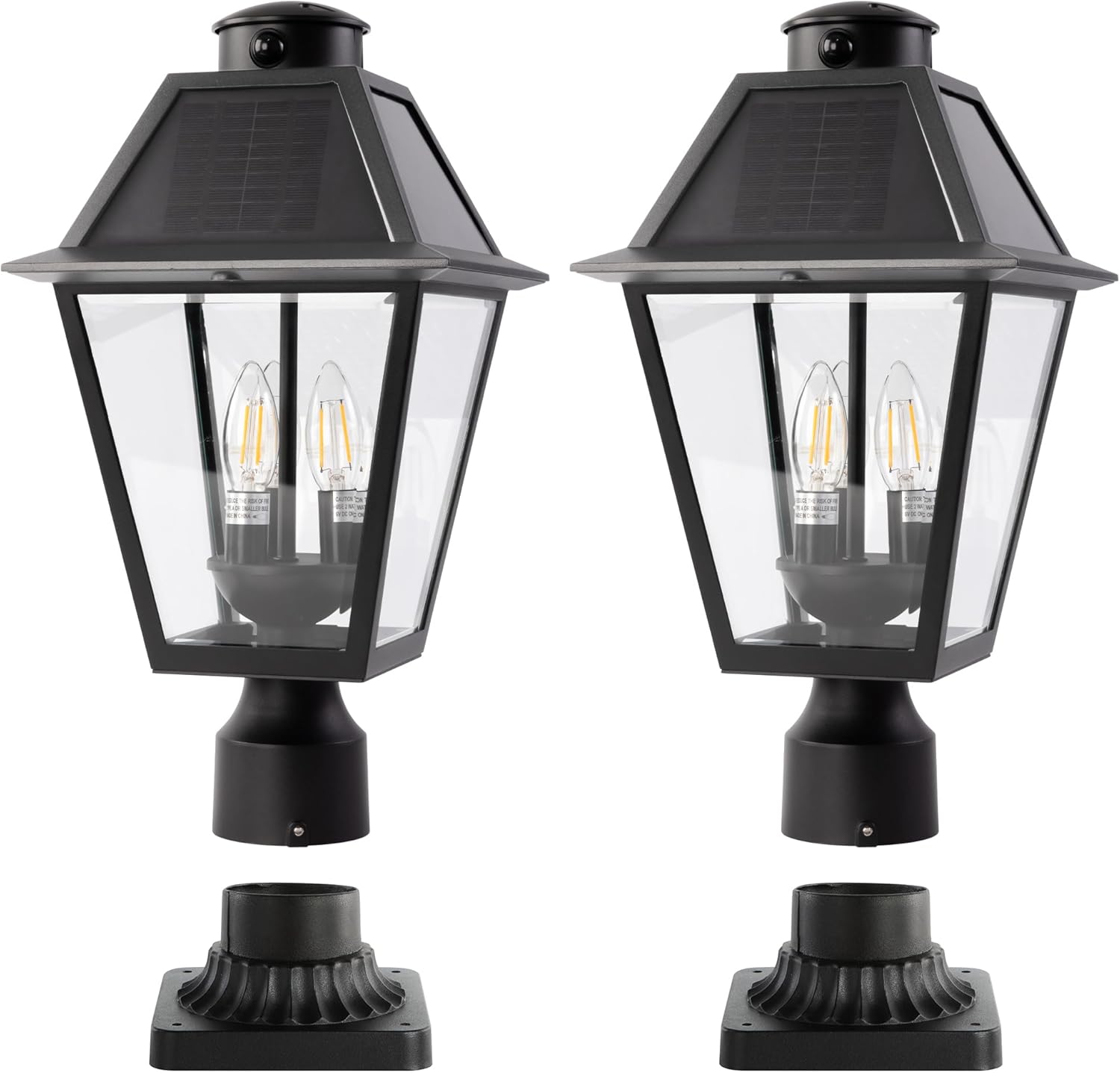 LUTEC Outdoor Solar Lamp Post Light with Motion Sensor, 2 Pack Dusk to ...