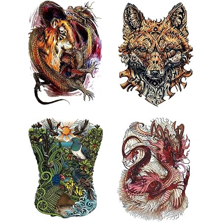 Amazon.com : 3 Sheets Big Large Full Back Chest Tattoo Sticker ...