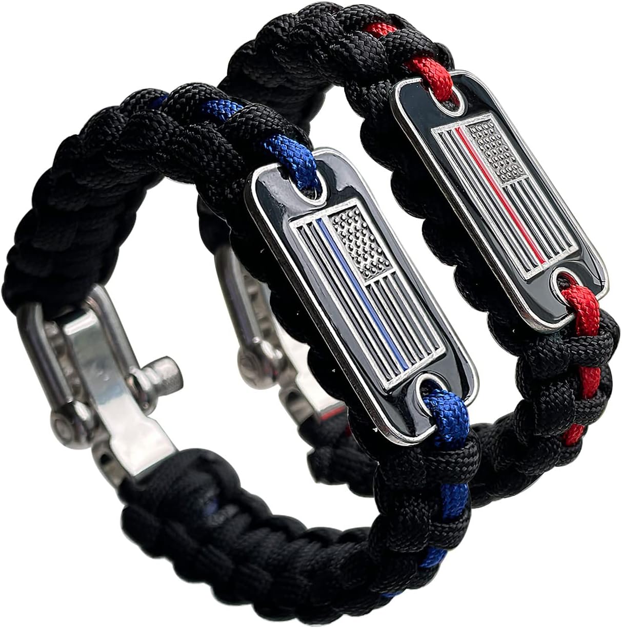 Amazon.com: 2 Pack Paracord Bracelets with US Flag Adjustable Tactical ...