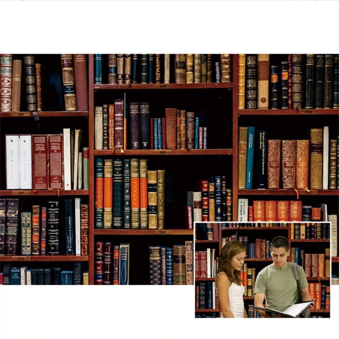 Amazon.com : Allenjoy 5x7ft Vintage Bookshelf Backdrop Library Retro ...