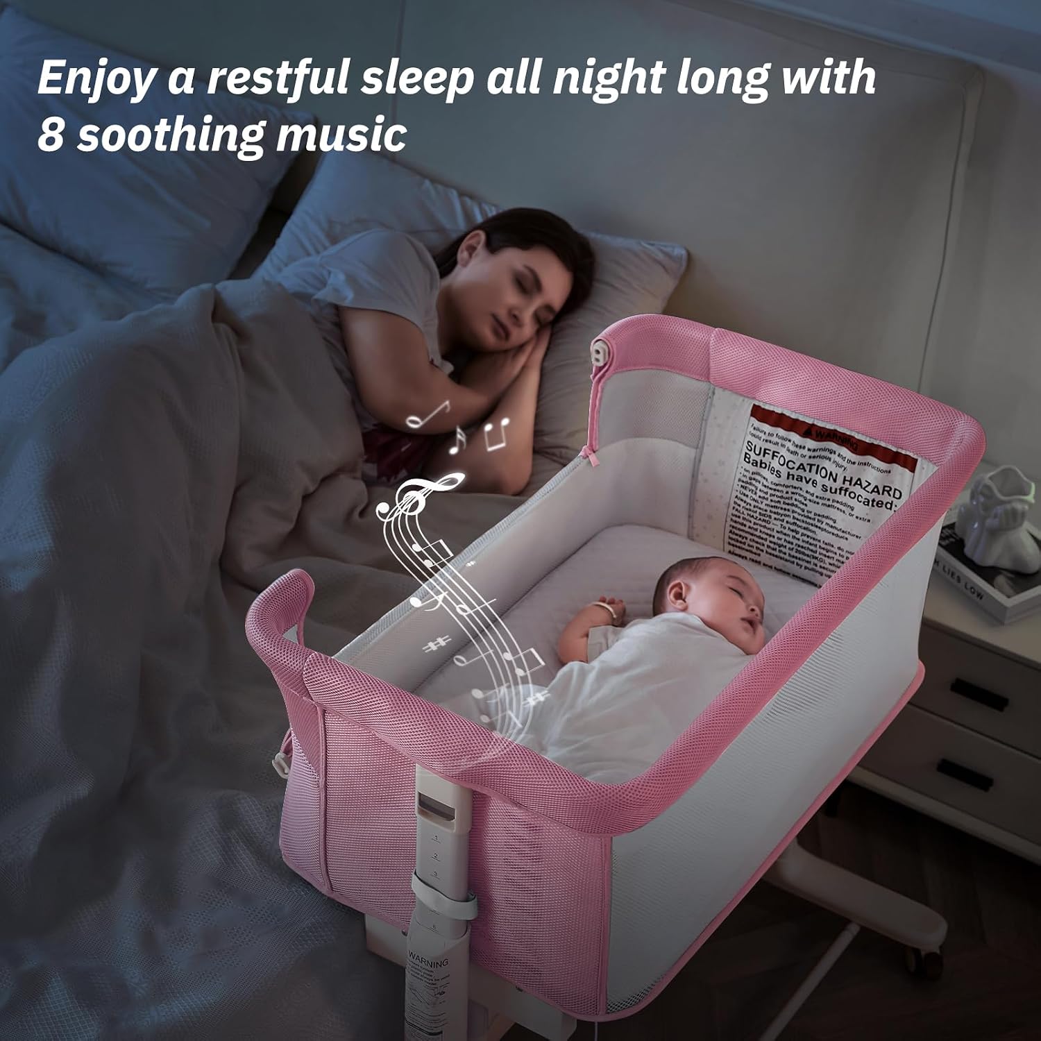 Moisés mecedor para bebé cama de noche automático eléctrico inteligente ...