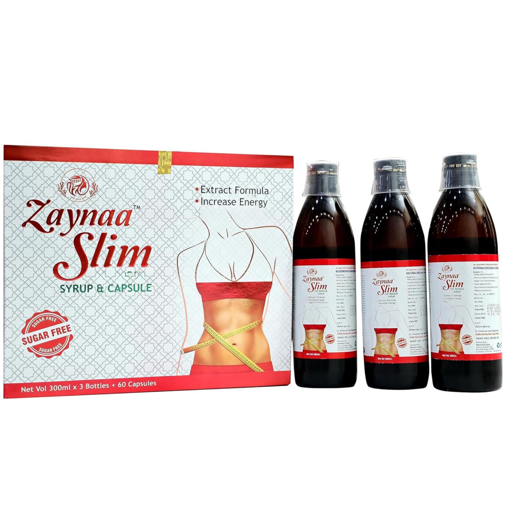 ZAYNAA BEAUTY Zaynaa Slim Kit Syrup and Capsule (3 Bottle Syrup 300 ml ...