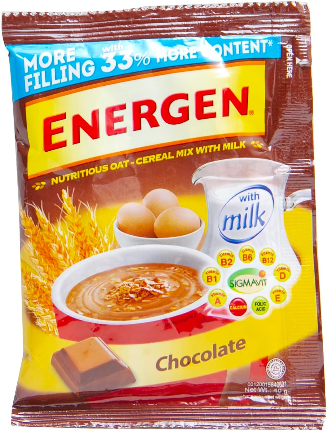 Amazon.com: Energen Nutritious Oats-Cereal mix with Milk Chocolate 40 grams x 10 sachets (Chocolate)