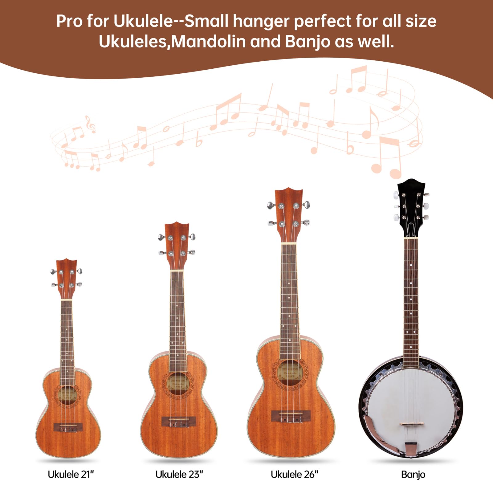 Snapklik.com : Ukulele Wall Mount Hanger, Black Walnut Hardwood Ukulele ...