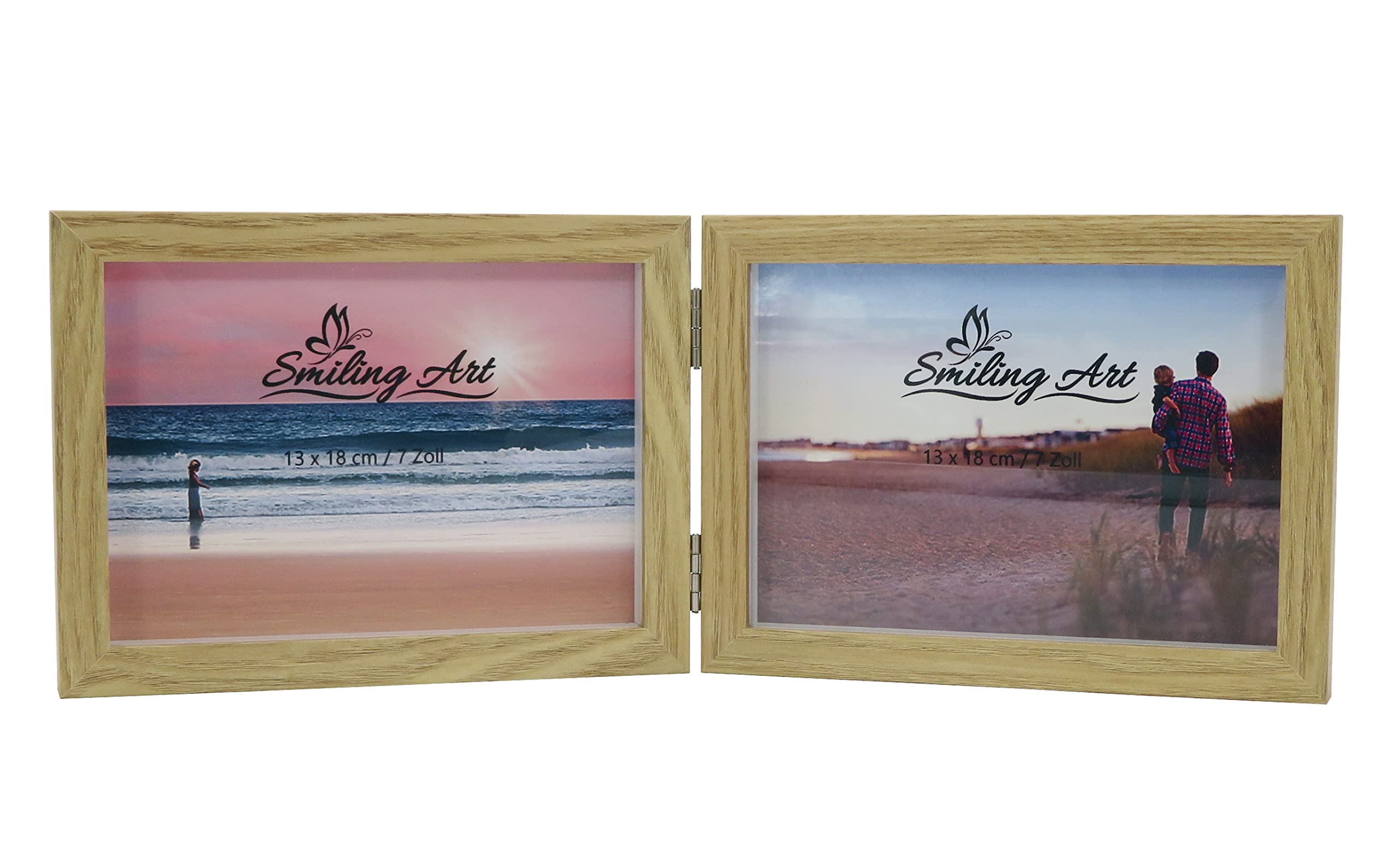 Smiling Art Picture Frame for 2 Photos Made of MDF Wood with Glass Pane ...