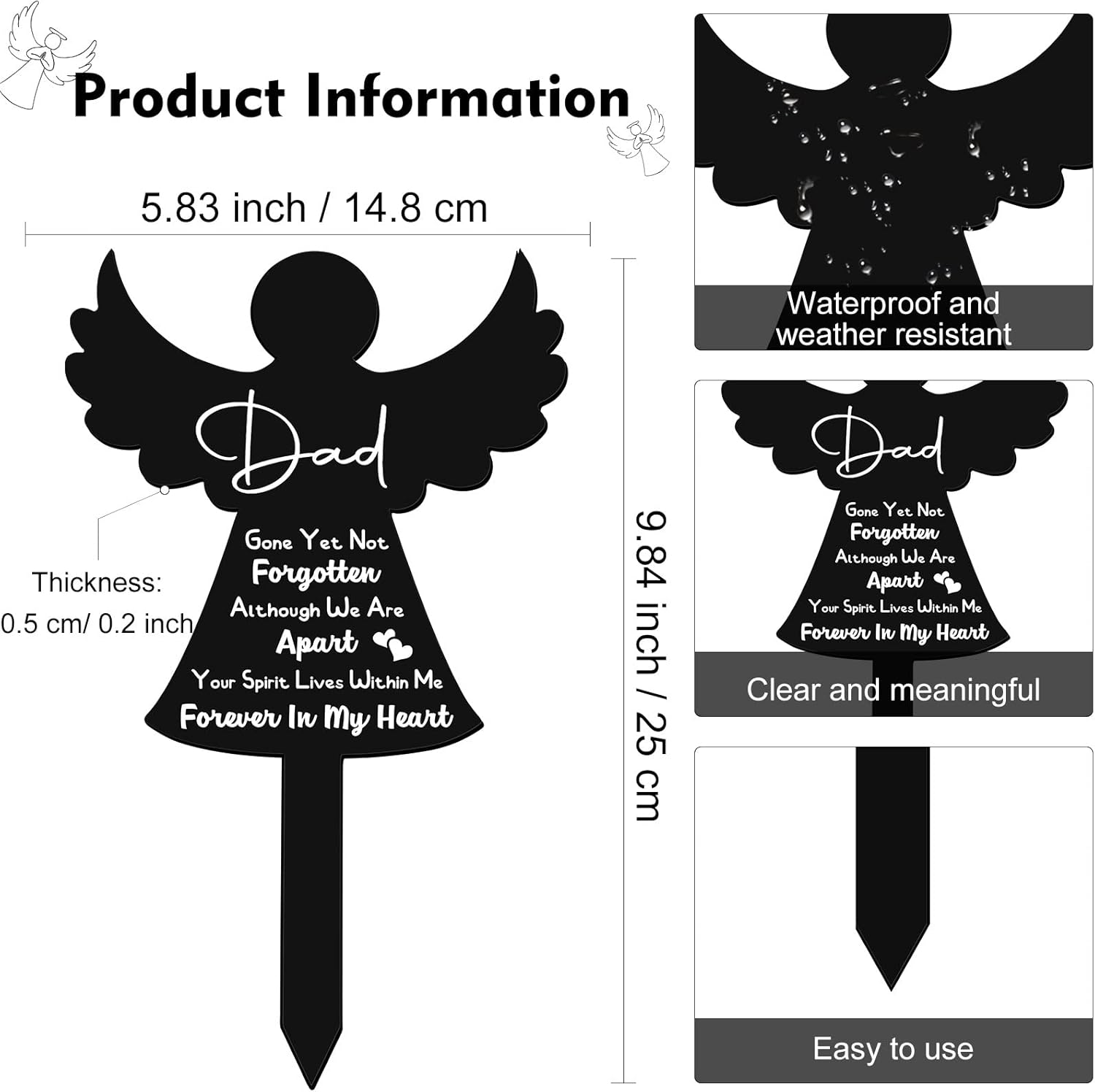 Buy Memorial Stakes Cemetery Grave Plaque Stake Markers Memorial Angel ...