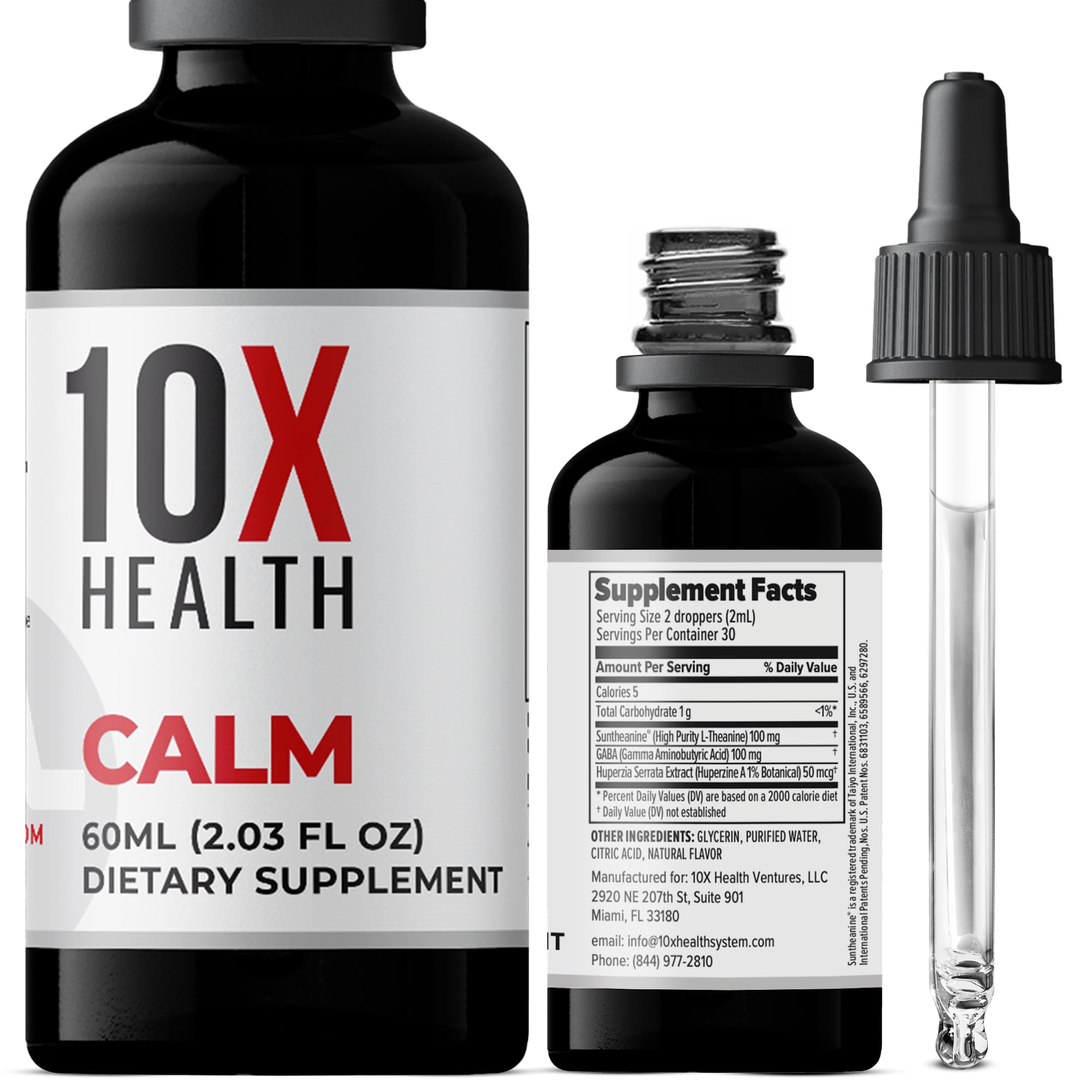 Amazon.com: 10X Health Calm GABA L-theanine Supplement Liquid Drops ...