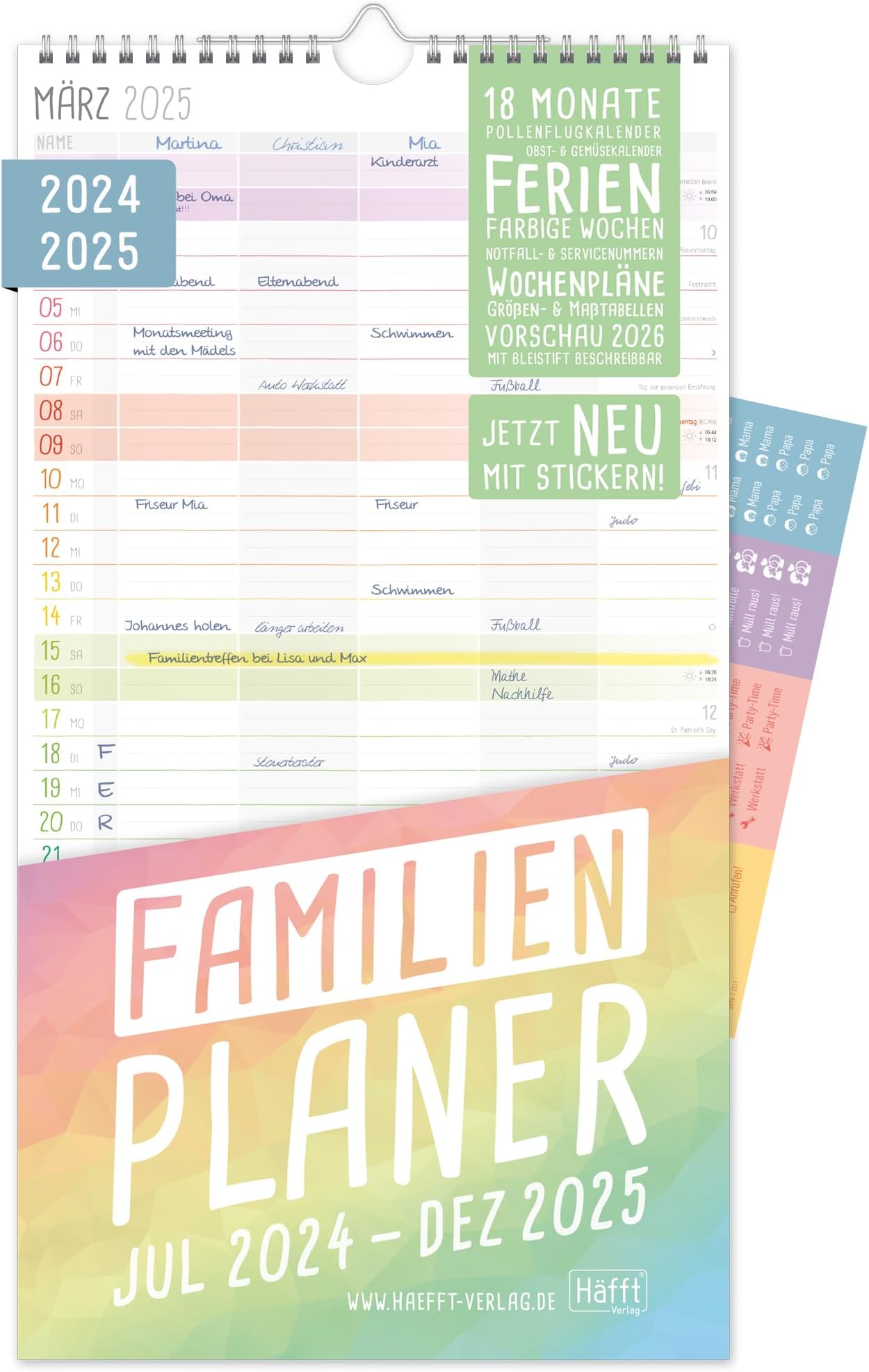 XXL Familienplaner 2025 - Wal - 5 Spalten - viel Platz DIN A3 - für 5 ...