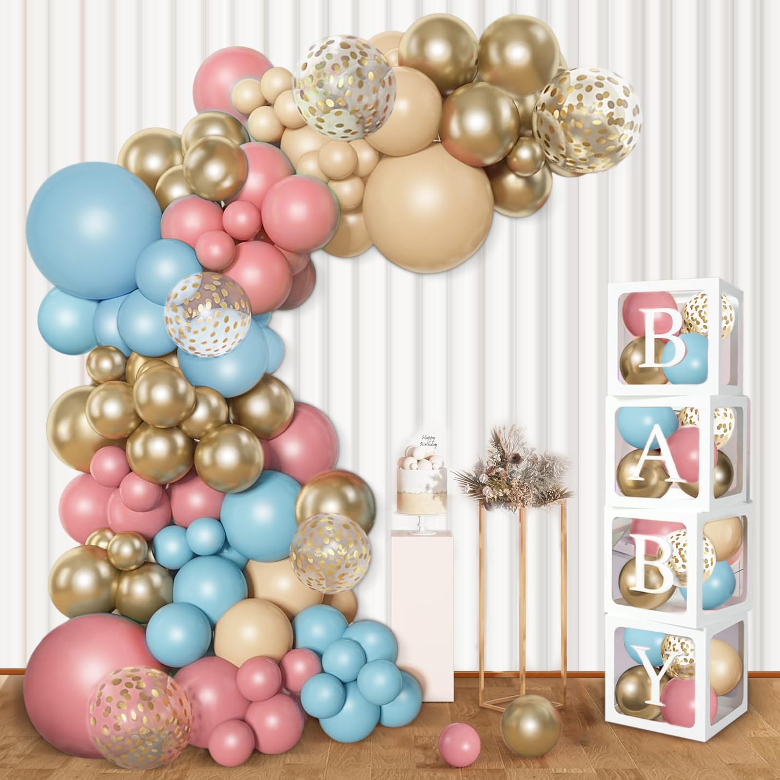 Amazon.com: 152pcs Pink Blue Balloon Arch Garland Kit with White BABY ...