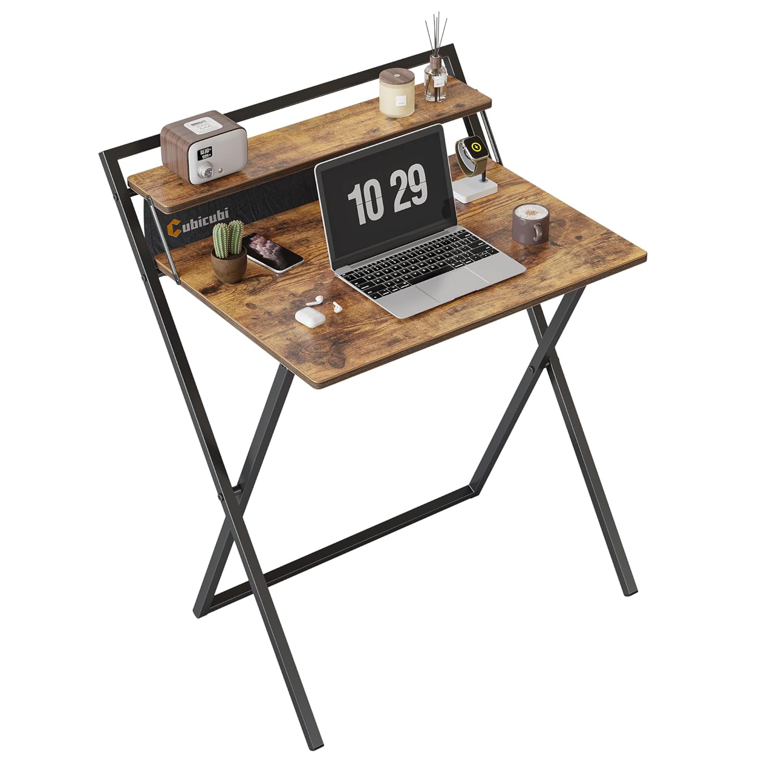 CubiCubi Small Folding Computer Desk 30 Inch with Shelf and Storage Bag ...
