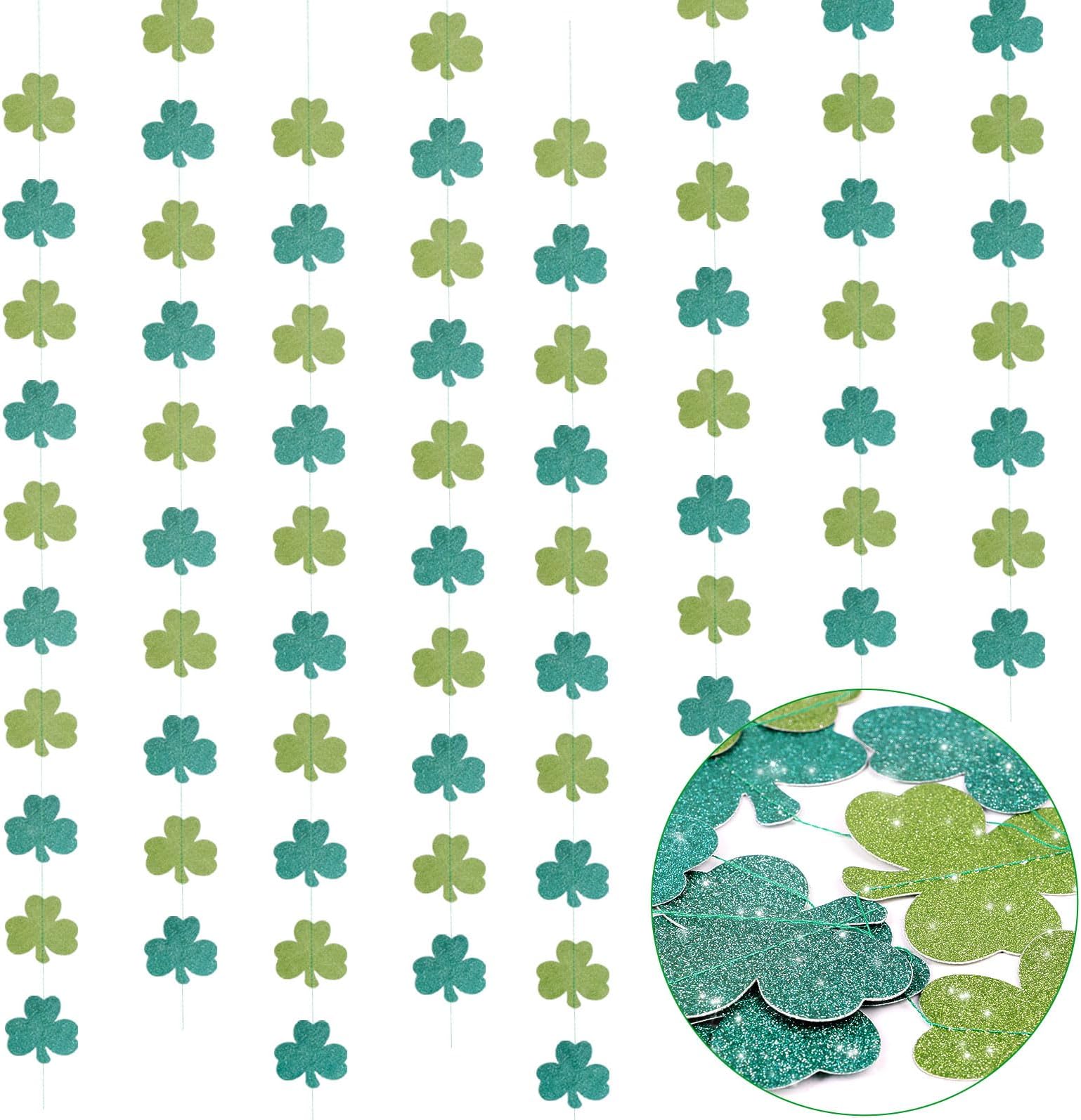 Amazon.com: Cheerland Green Garland Shamrock Clover Gold Circle Dots ...