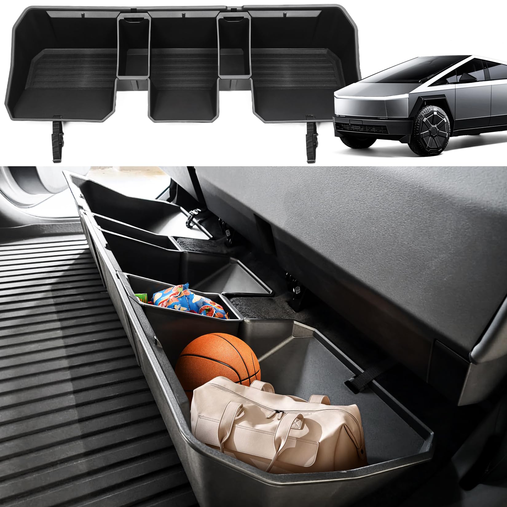 Under Seat Storage Box With Cover 3-Piece Leather Under Seat Organizer ...