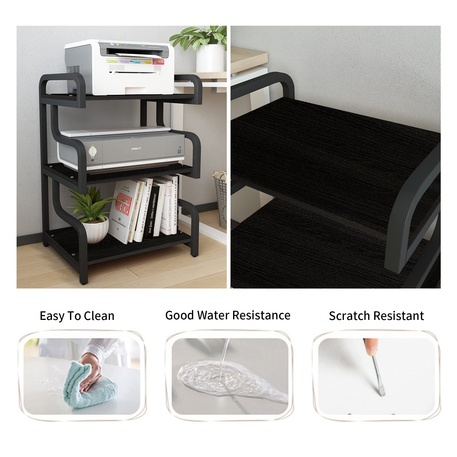 Natwind 3-Tier Printer Stand with Wheels Movable Storage Cart Floor ...