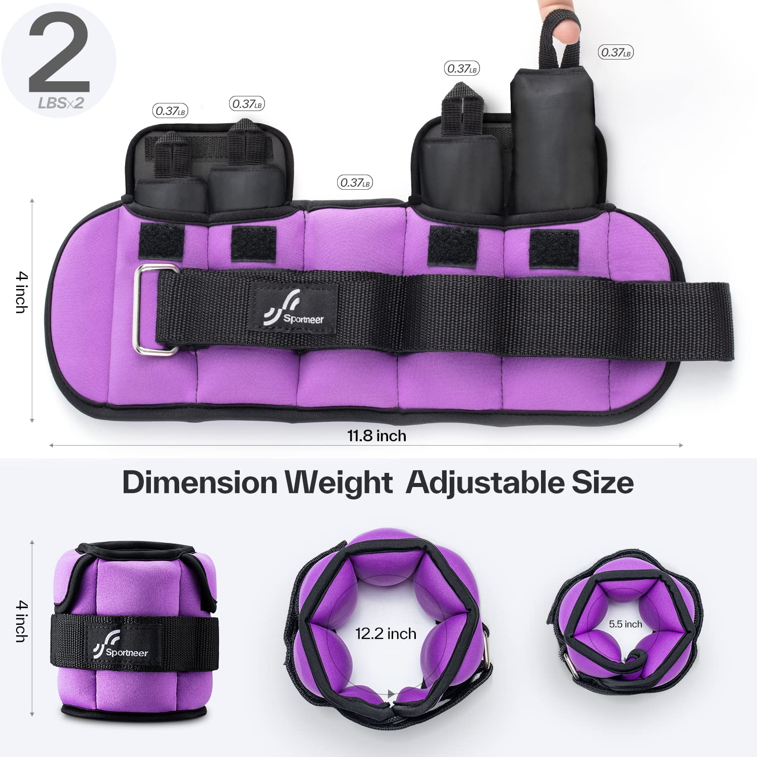 Sportneer Adjustable Ankle Weights for Women and Men?1 Pair 1 2 3 4 6 7 ...