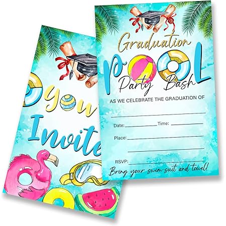 Amazon.com : Bifez Summer Graduation Pool Party Invitations Graduation ...