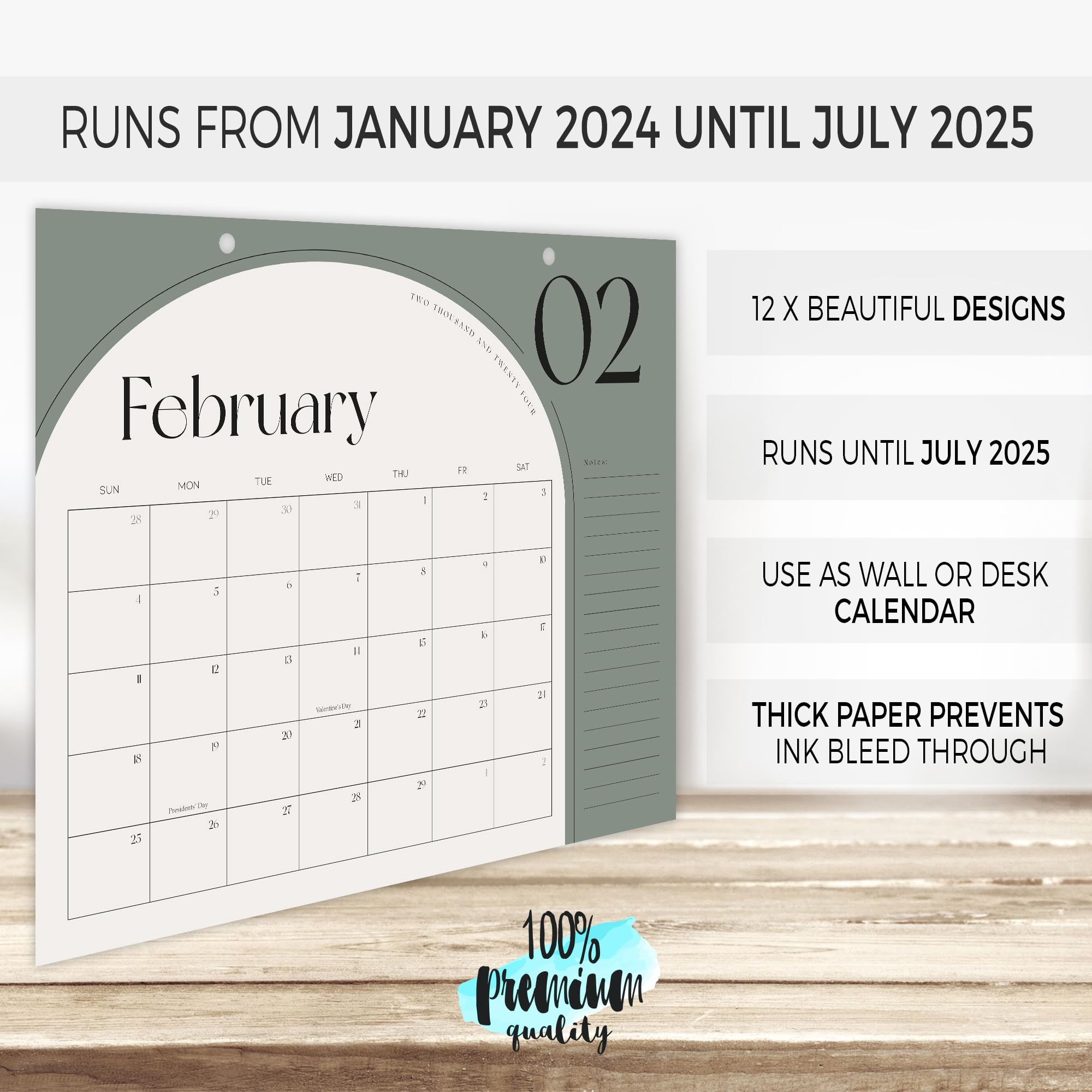 Snapklik.com : Aesthetic Sage Green Desk Calendar 2024-2025 - Runs From ...