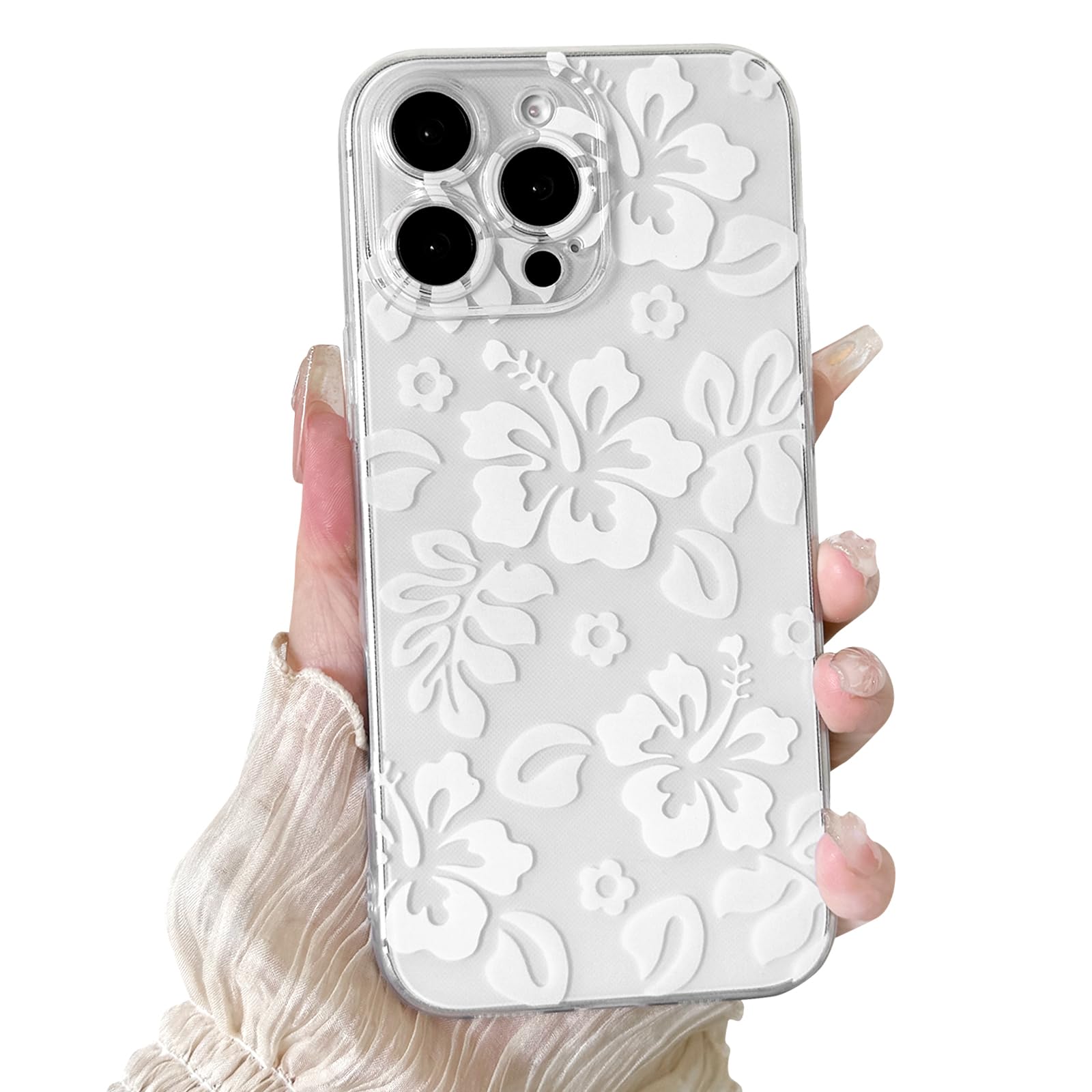 Amazon.com: Lovmooful Compatible for iPhone 16 Pro Case Cute Clear Hibiscus Flower Floral ...