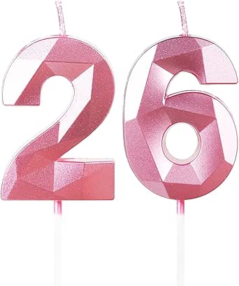 Amazon.com: 26th Birthday Candles,Number 26 Candles,Pink Happy Birthday ...