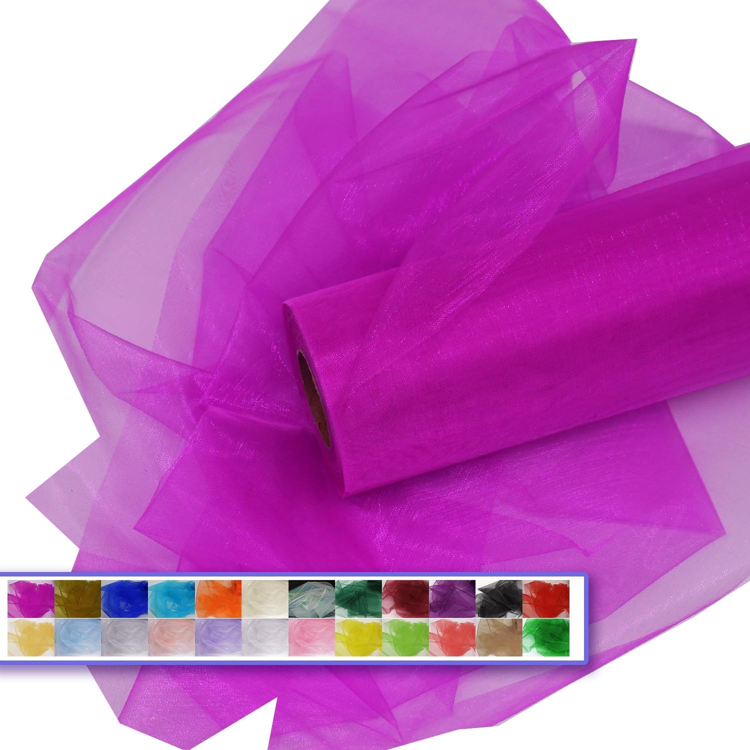 Amazon.com: Fuchsia Organza Tulle Fabric Rolls, Crystal Organza 12" by ...