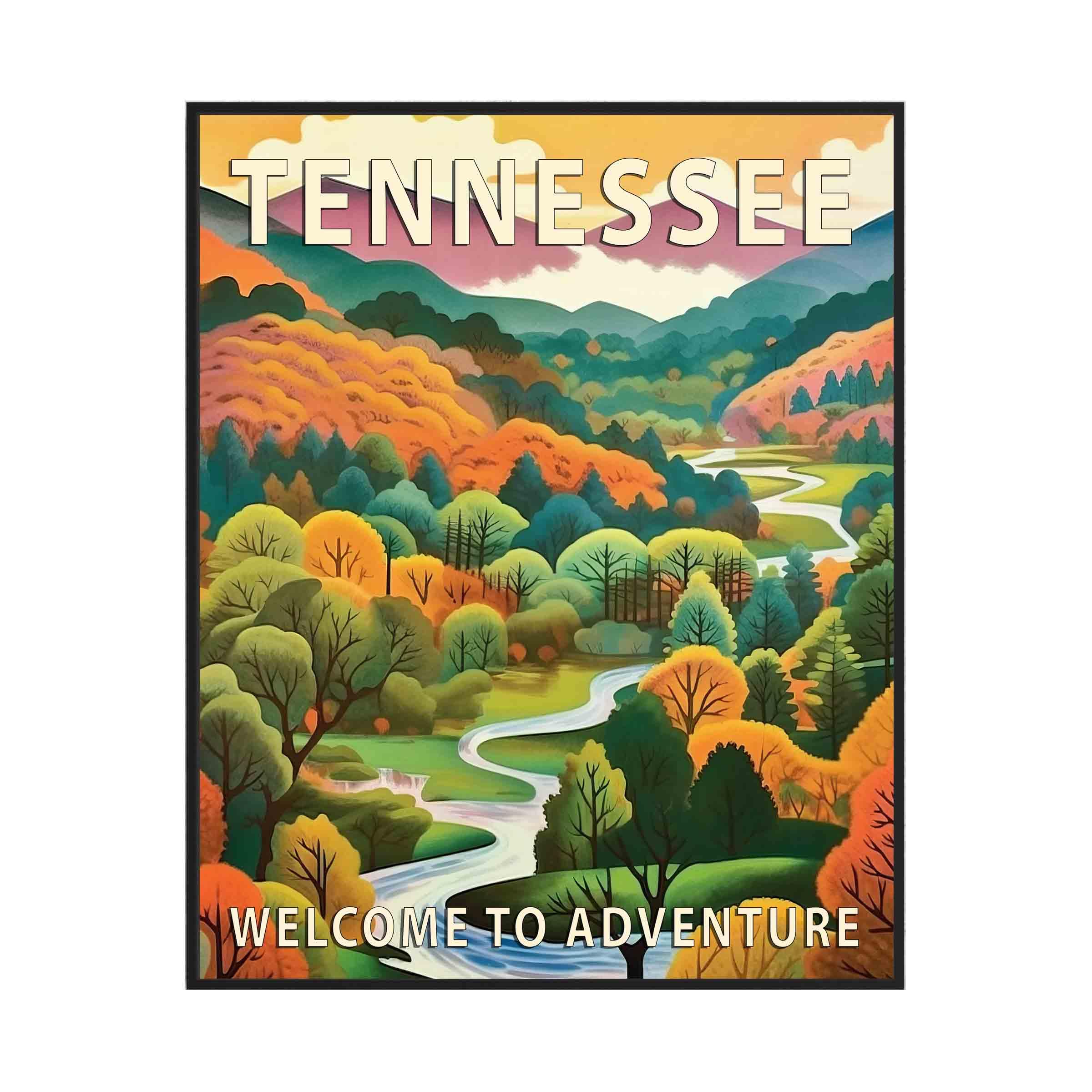 Amazon.com: Tennessee Poster Art Print, Retro States Landscape Wall art ...