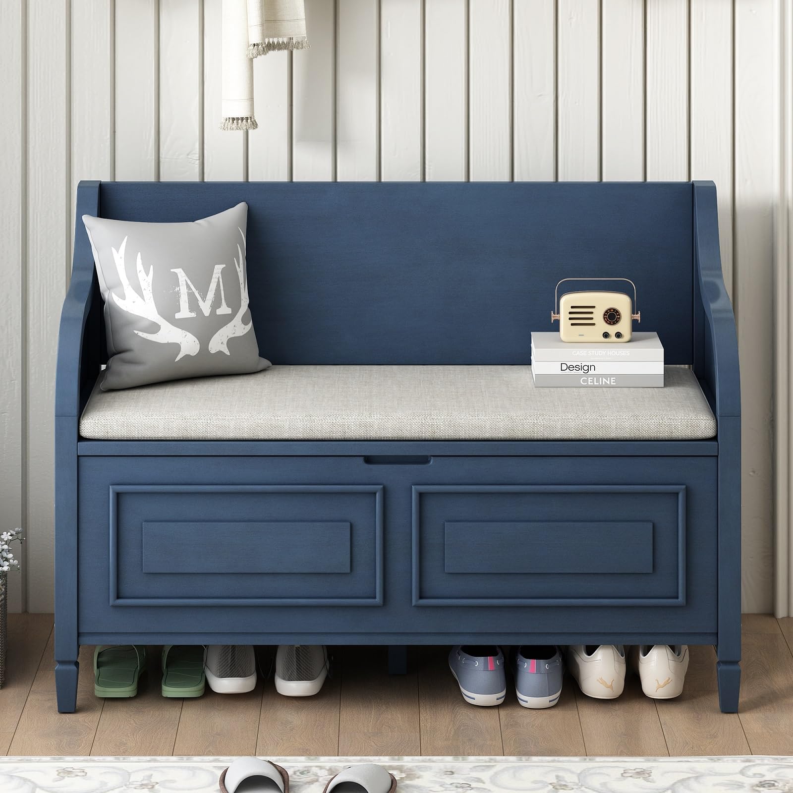 Amazon.com: Anwick Shoe Storage Bench with Padded Seat Cushion ...