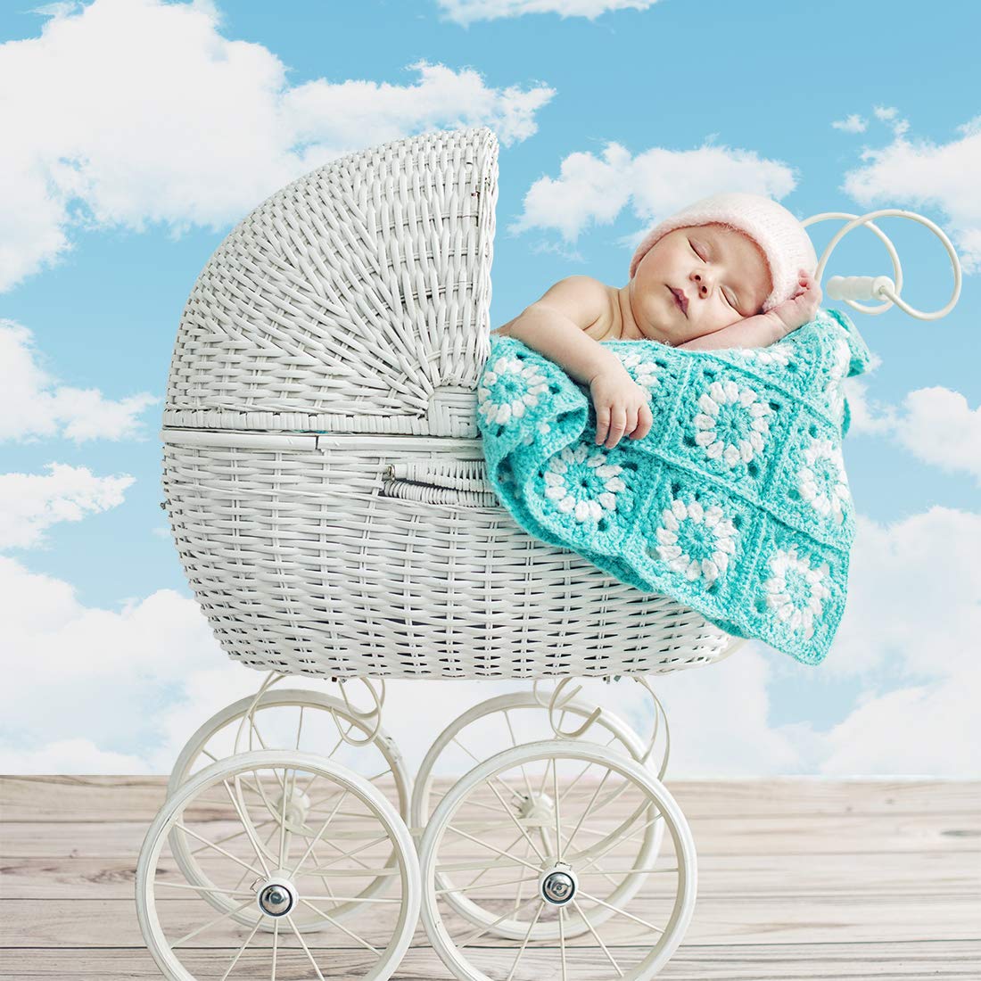 Buy Allenjoy 7x5ft Fabric Blue Sky White Cloud Backdrop for Newborn ...