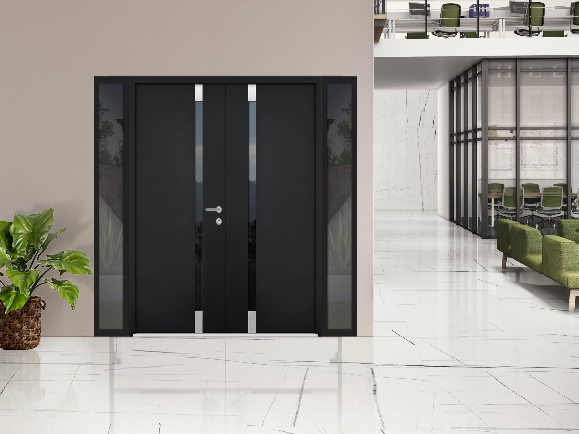 Double Hung Exterior Steel Doors French Door With Full Glass 15 Lite