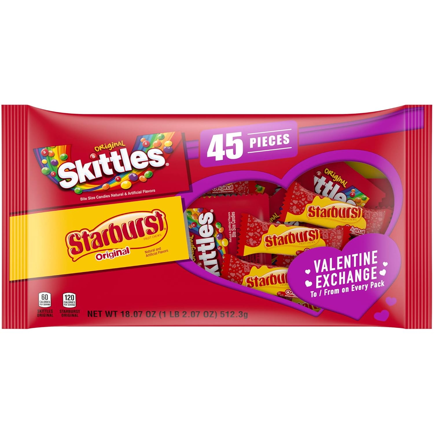 Amazon.com : Skittles, & Starburst Valentine's Day Chewy Candy Exchange ...