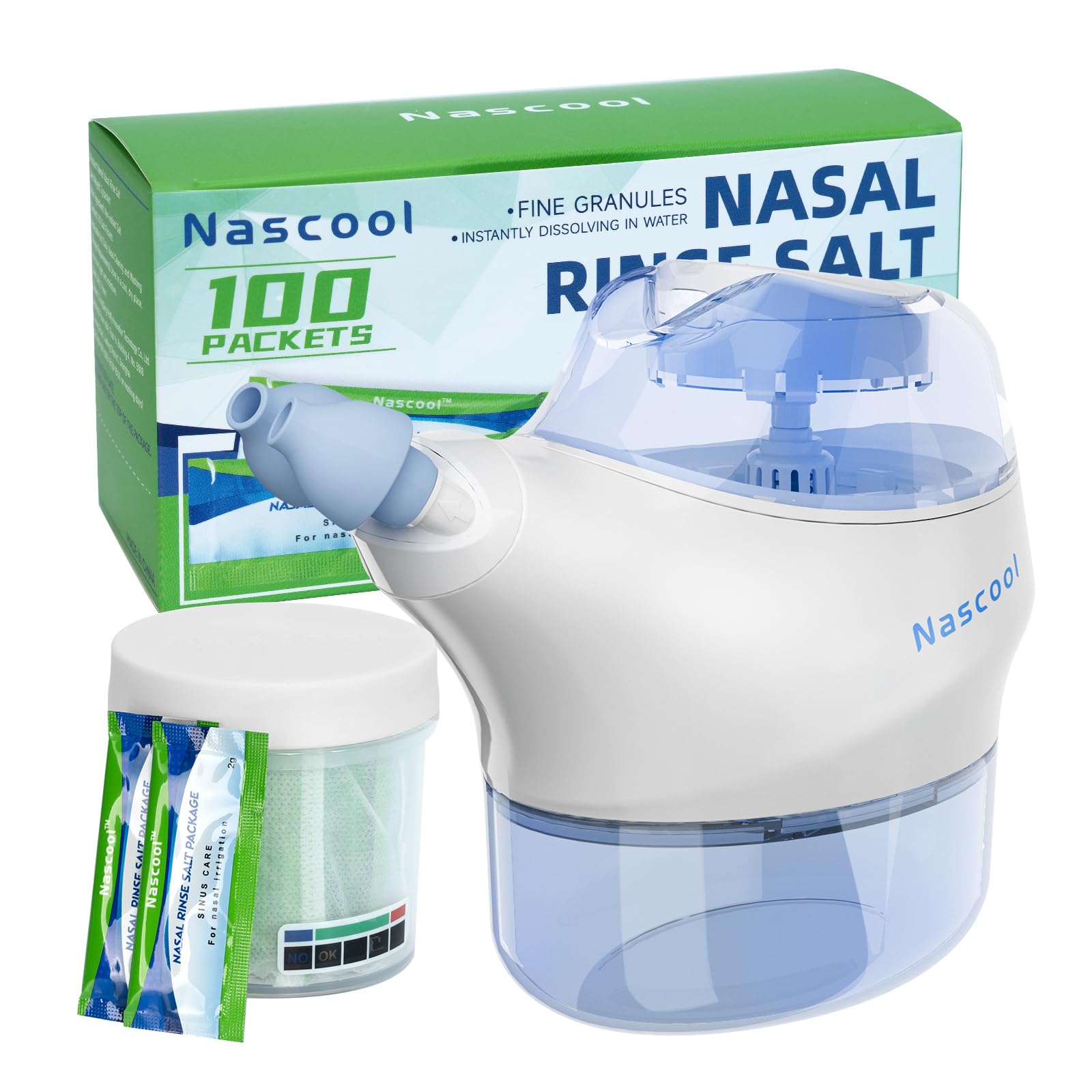 Buy NascoolNasal Irrigation System with 150 Salt Packets | Nasal ...