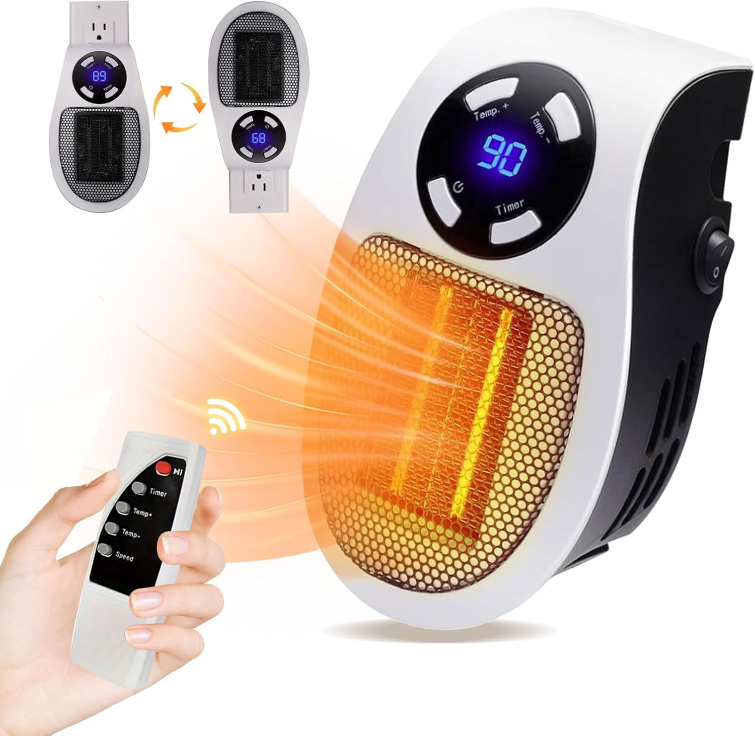 Amazon.com: Portable Plug in Heater, 500W Electric Small Space Heater ...
