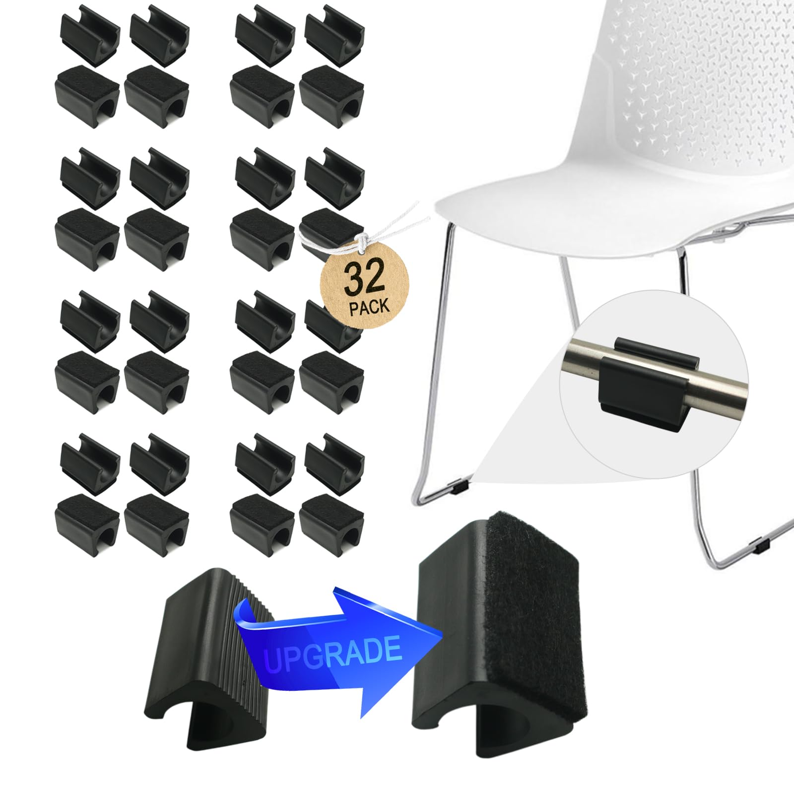 Rectangle U Shaped Chair Leg Tips Caps with Felt Pads,Furniture Feet ...