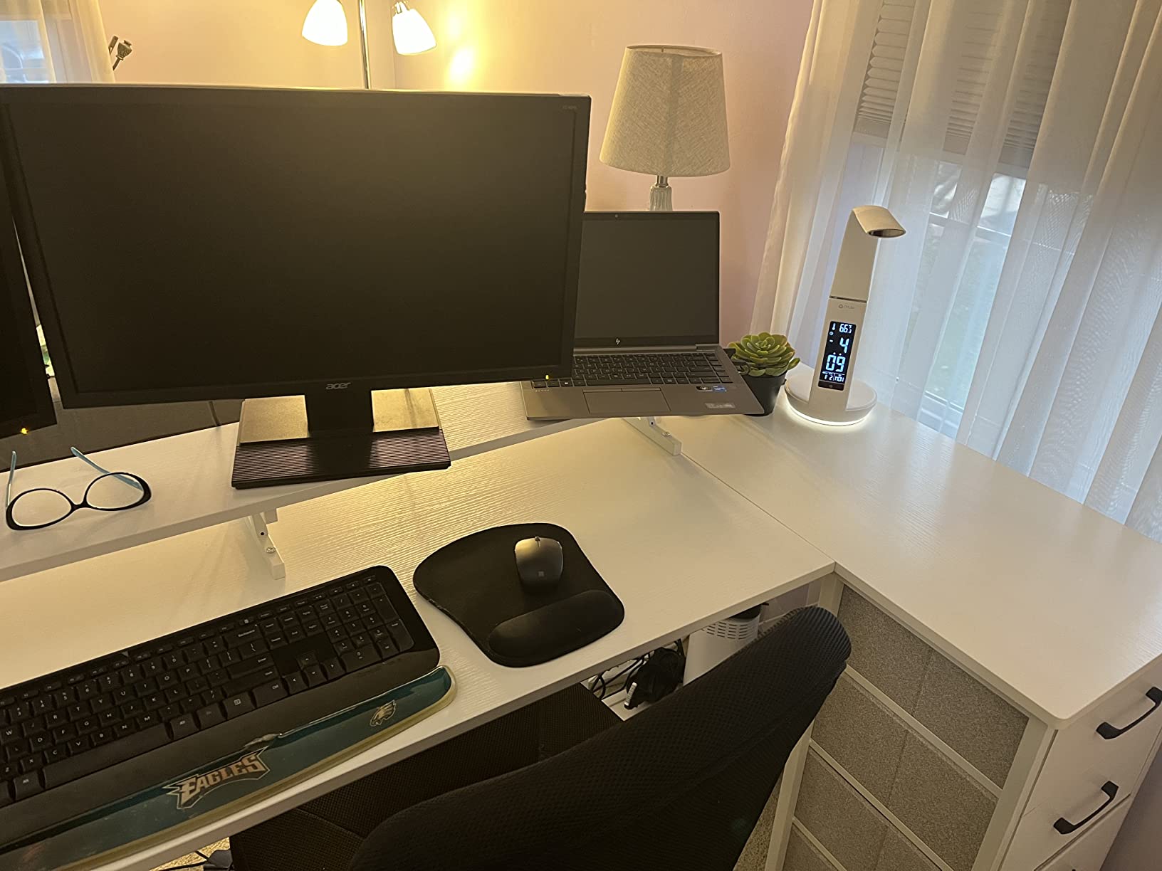 $37/mo - Finance KKL 63 inch L Shaped Computer Desk with USB Charging ...