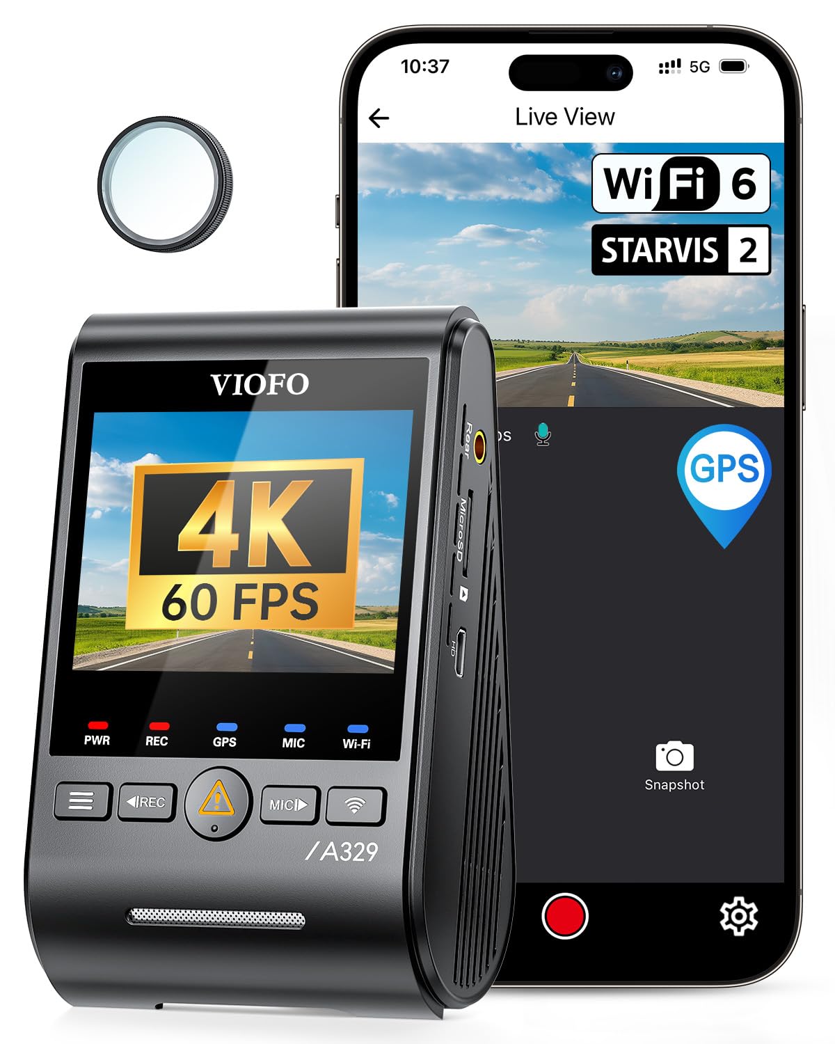 Amazon.com: VIOFO A329 4K 60FPS Dash Cam Front, Wi-Fi 6 App Control ...