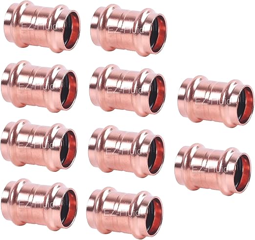 (10PK) EZ-FLUID Plumbing Heavy Duty 1/2" Press x Press LF Copper ...