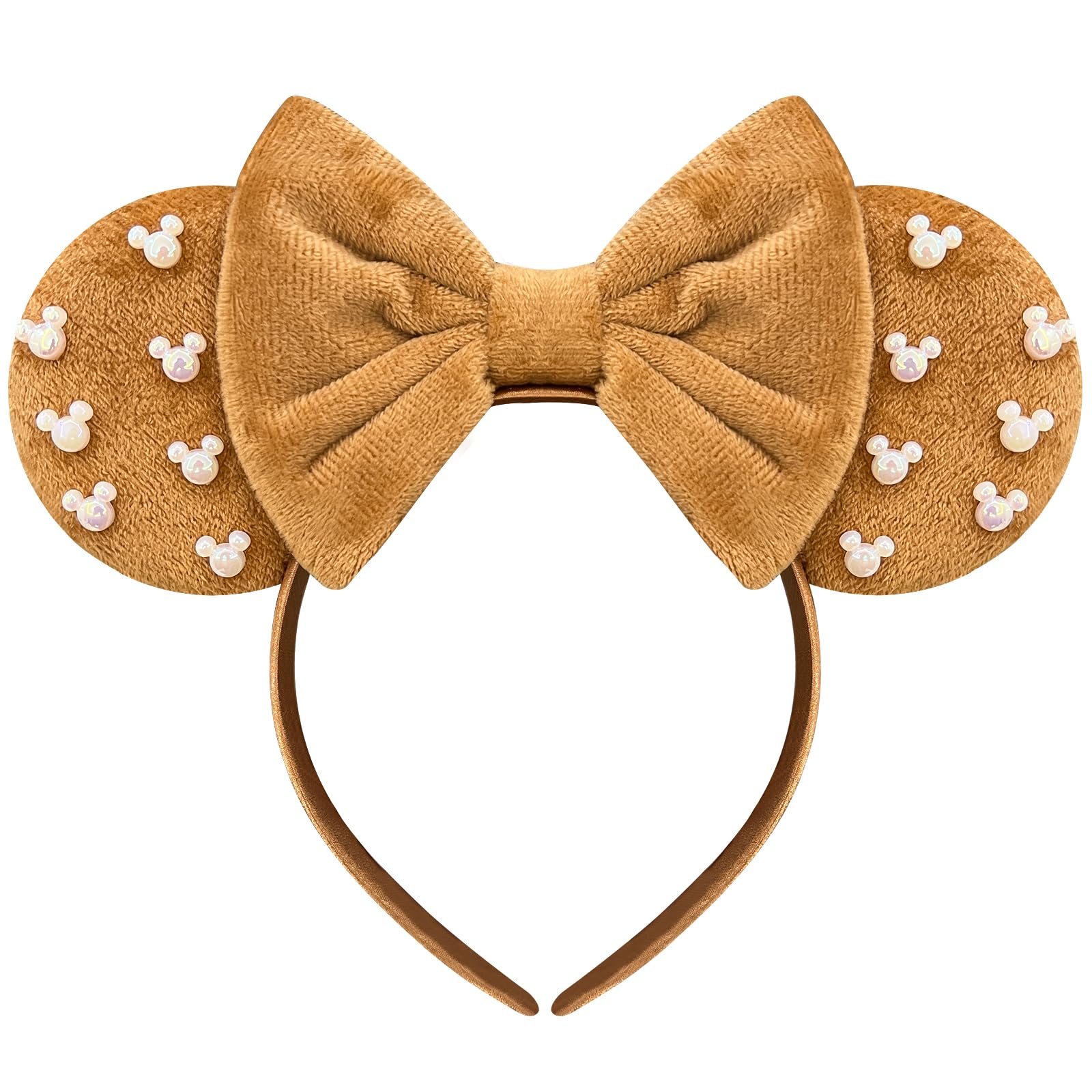 Amazon.com : Trnerm Khaki Fuzzy Mouse Ears Headband for Women, Cute ...