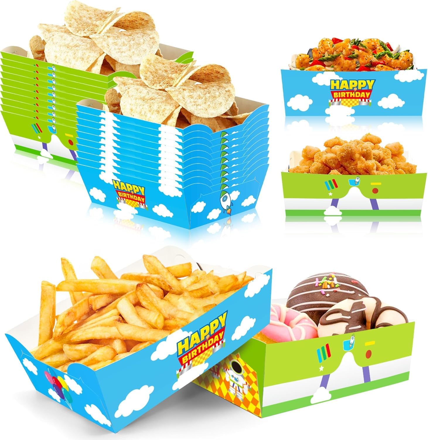 Amazon.com: CHENRINDECO 24 Pcs Cartoon Story Disposable Paper Food ...