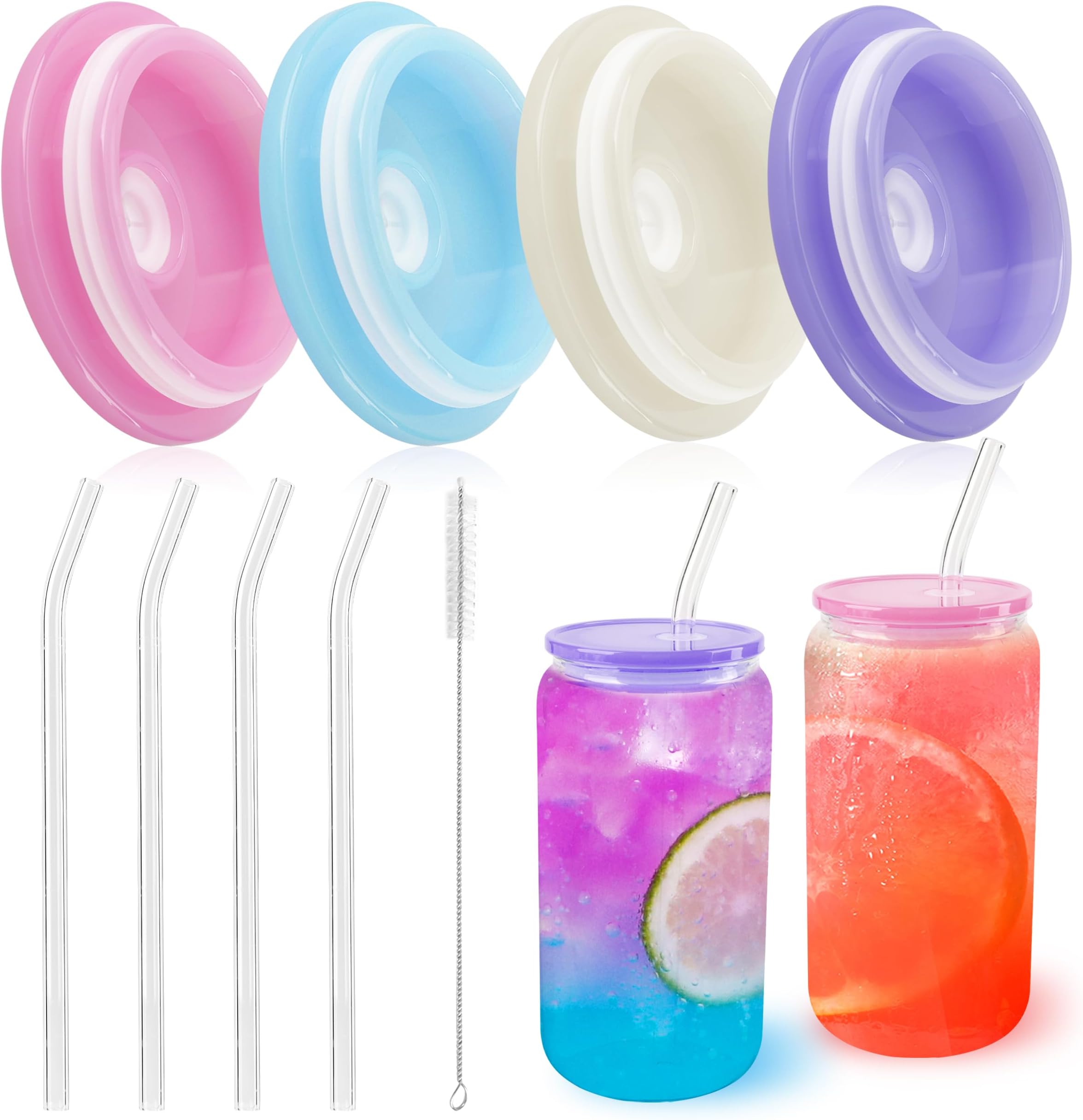 Amazon.com | wiwaplex 10 Pcs Acrylic Lids for 16 oz Glass Cups with ...