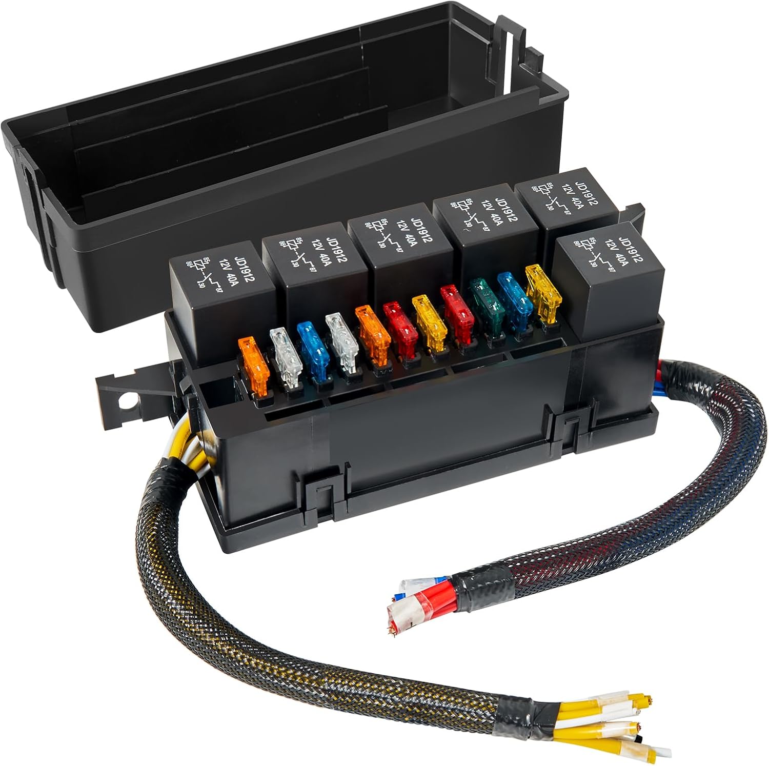 Amazon.com: Pre-Wired Fuse Relay Box 12V Fuse and Relay Box with 11 Way ...