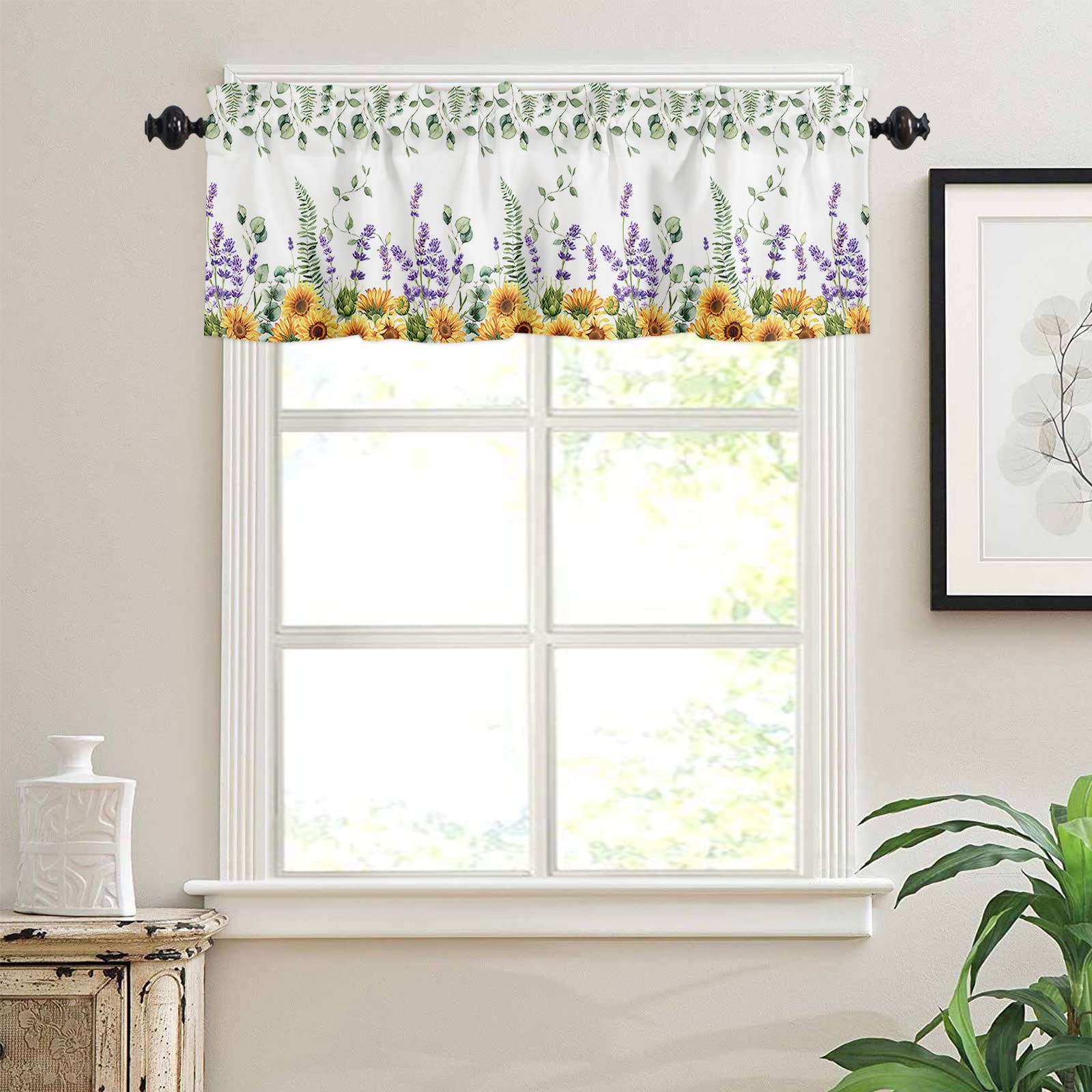 Amazon.com: Spring Summer Flower Curtain Valance for Kitchen, Sunflower ...