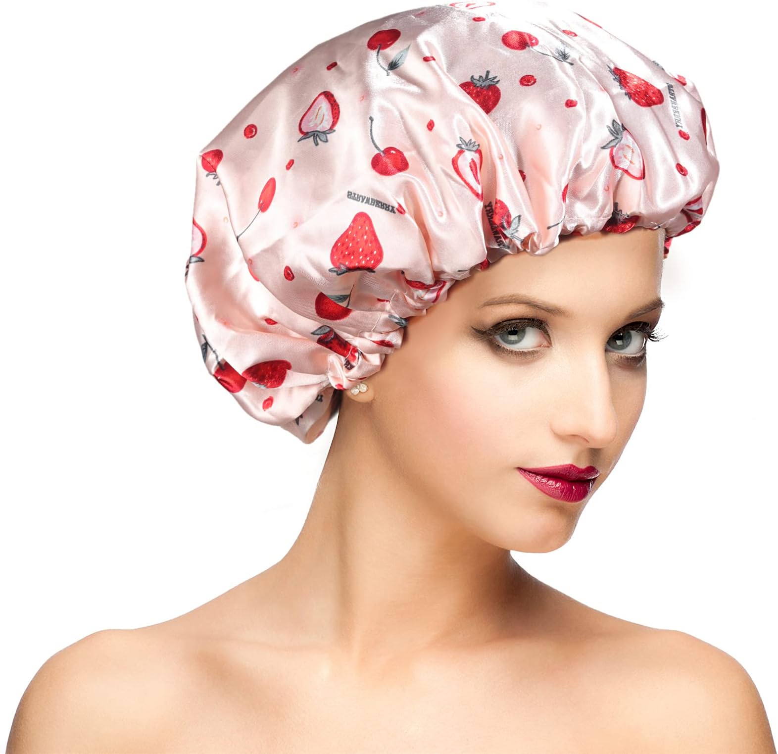 Amazon.com : Shower Cap - Floral Pattern, Vinyl material, elastic band ...