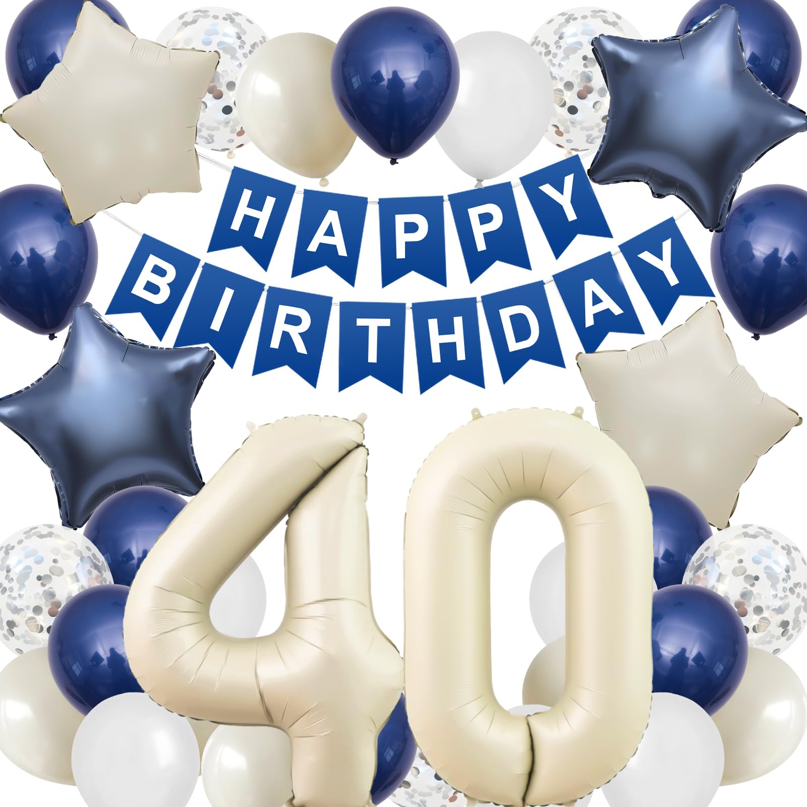 Amazon.com: 40th Birthday Decorations Blue,Happy 40th Birthday ...