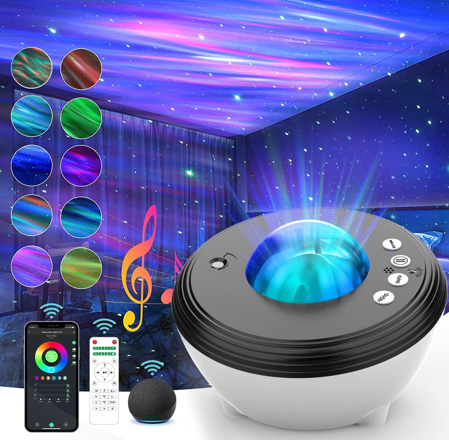 Aurora Projector,Northern Lights Star Projector Bluetooth Speaker/Timer ...