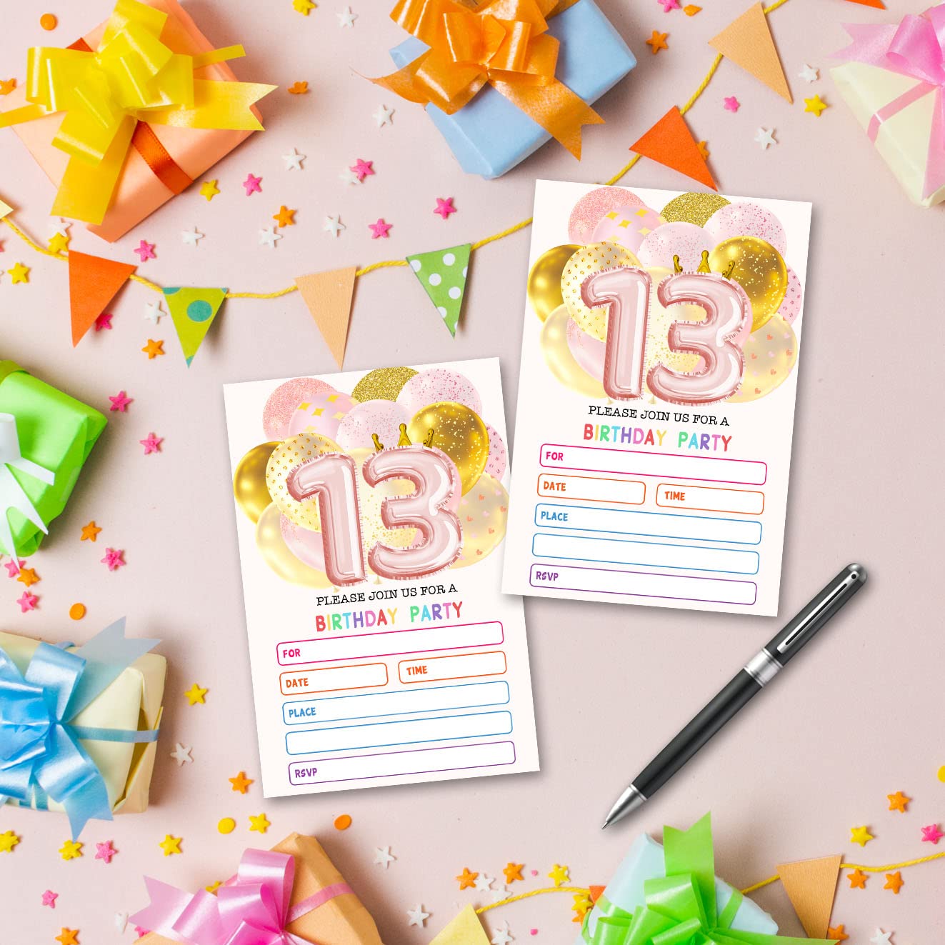 Yellow Party Ideas 13th Birthday Invitation